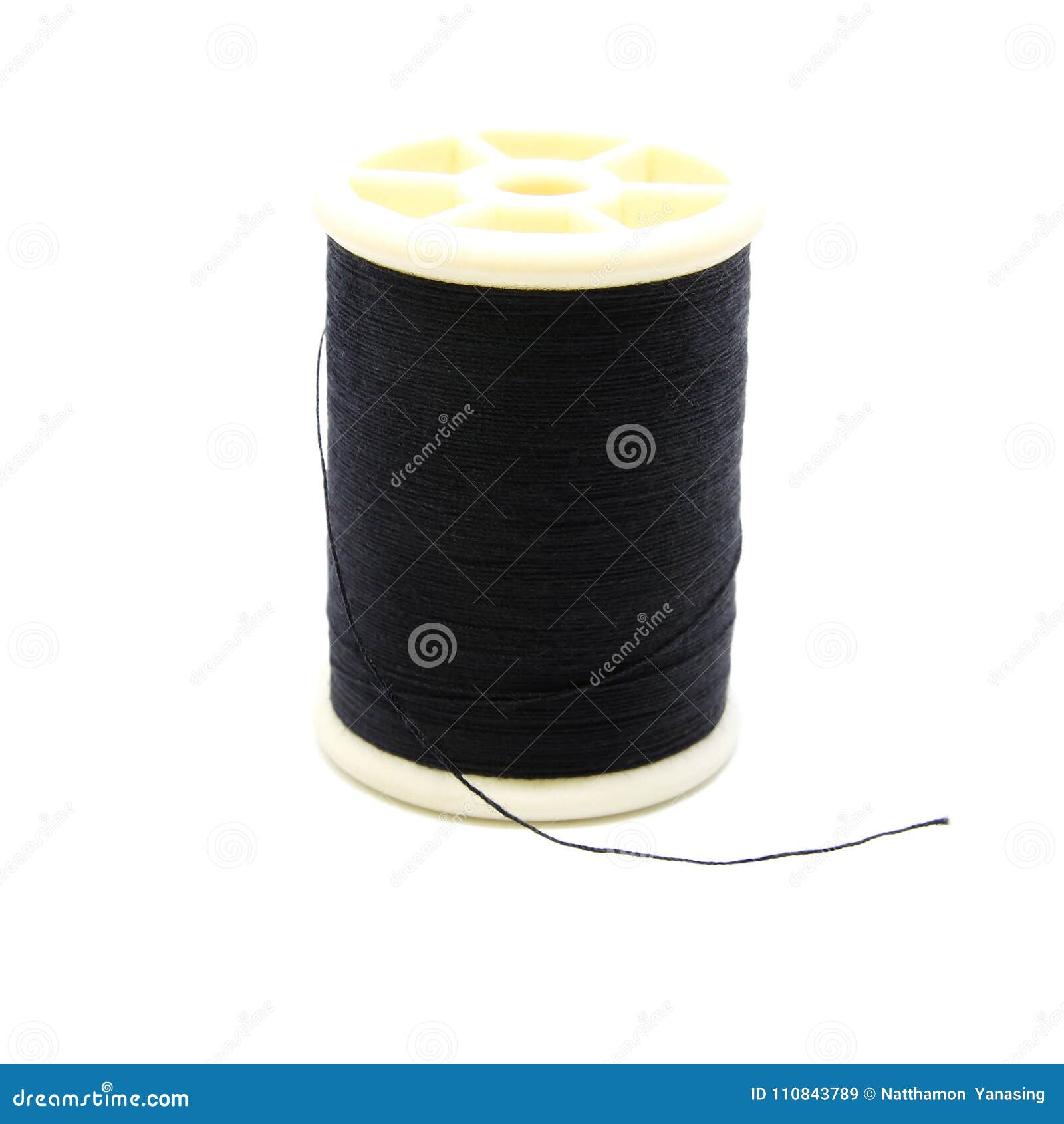 Spool of Black Thread in the Vertically on White. Stock Image - Image ...