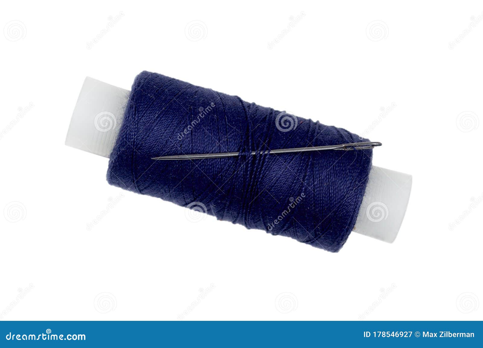 Spool of Blue Sewing Thread with Steel Needle Stock Image - Image of ...