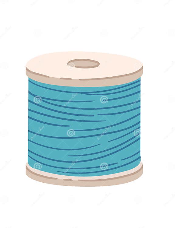 Spool of Blue Thread Vector Illustration Isolated on White Background ...