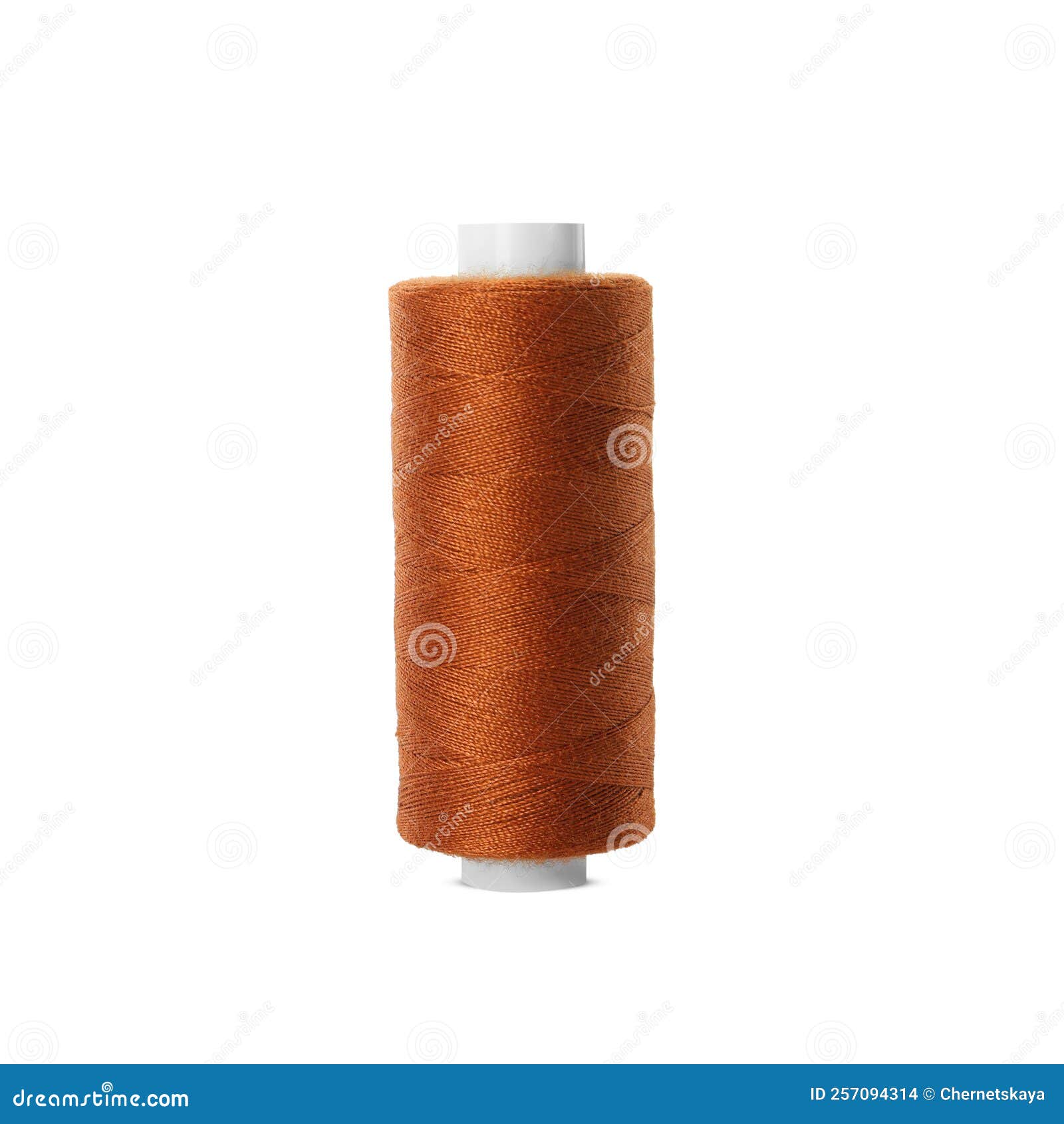 Spool of Brown Sewing Thread Isolated on White Stock Photo - Image of ...