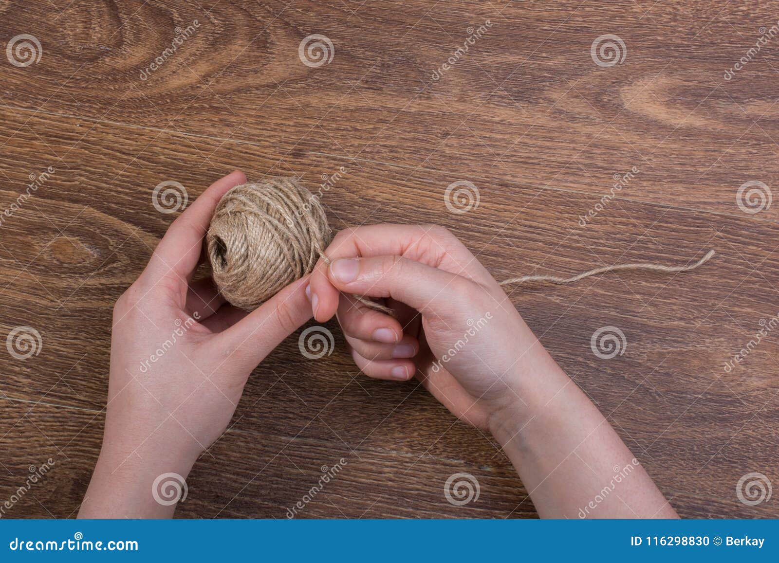 Roll of Brown Linen String on Brown Background Stock Photo - Image of ...