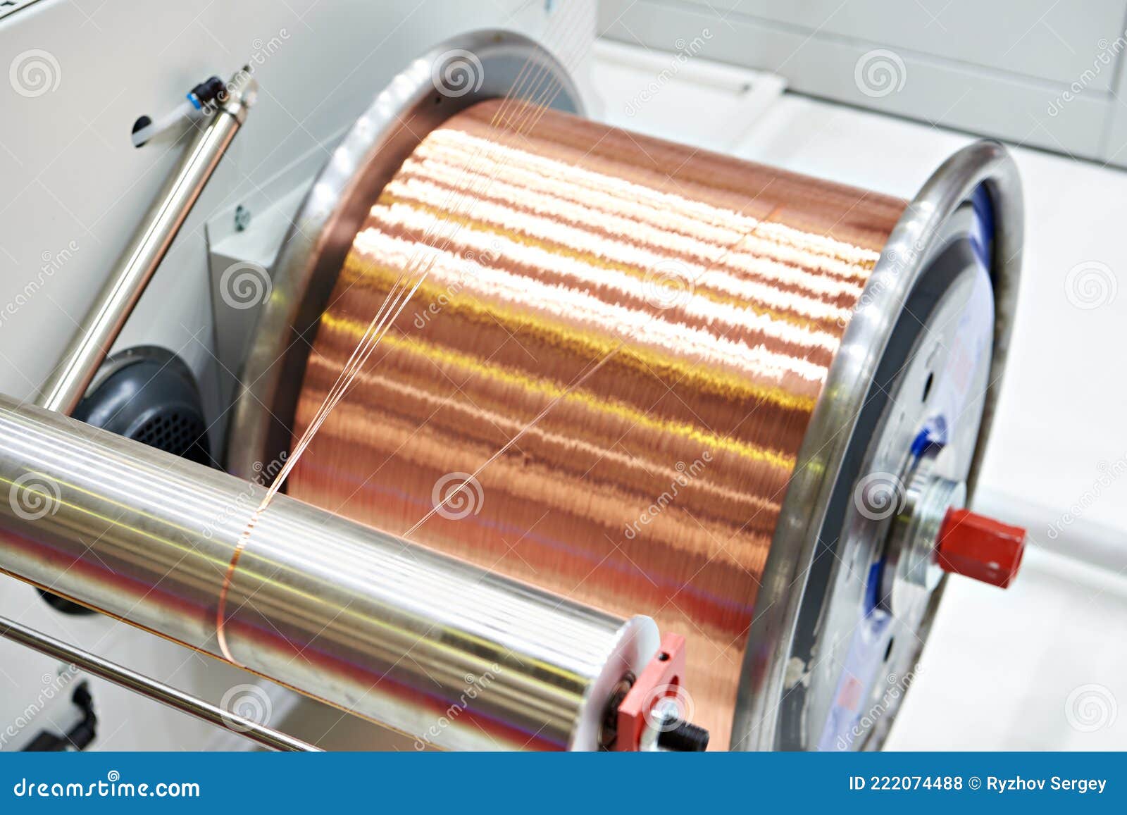 Spool of Copper Wire on Braiding Machine Stock Photo - Image of chrome ...