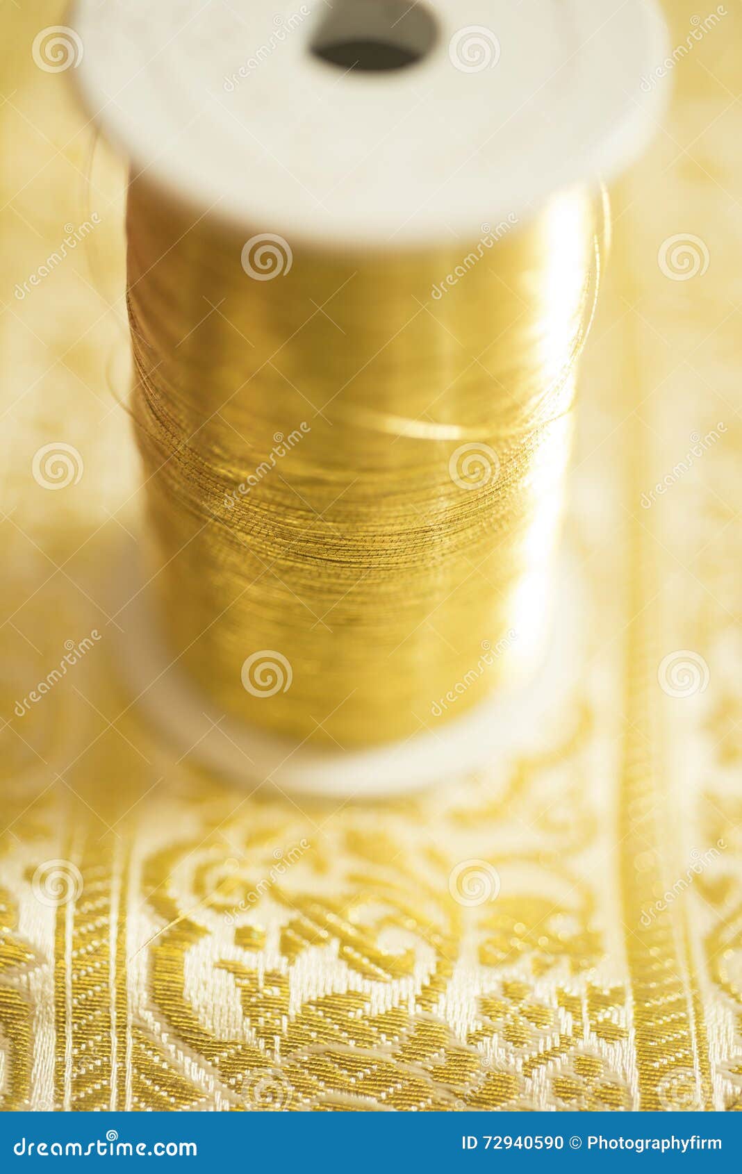 Spool of Gold-Colored Thread Stock Photo - Image of rayon, string: 72940590