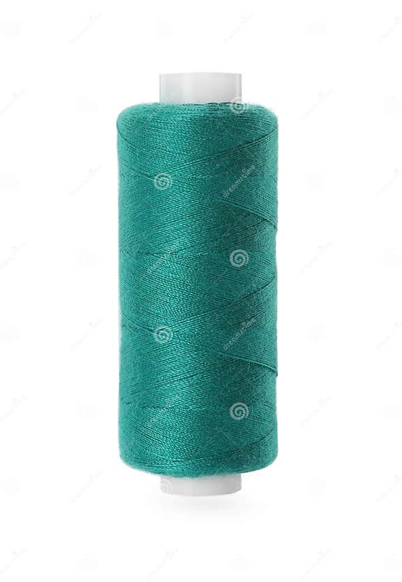 Spool of Green Sewing Thread Isolated on White Stock Image - Image of ...