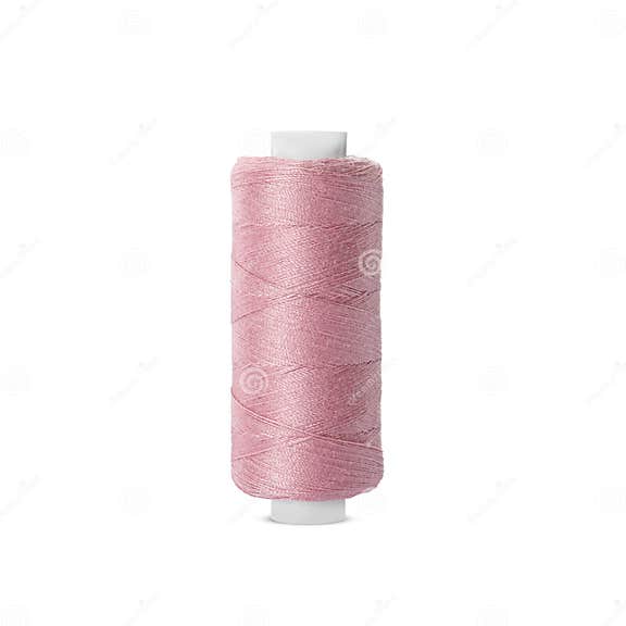 Spool of Pink Sewing Thread Isolated on White Stock Photo - Image of ...