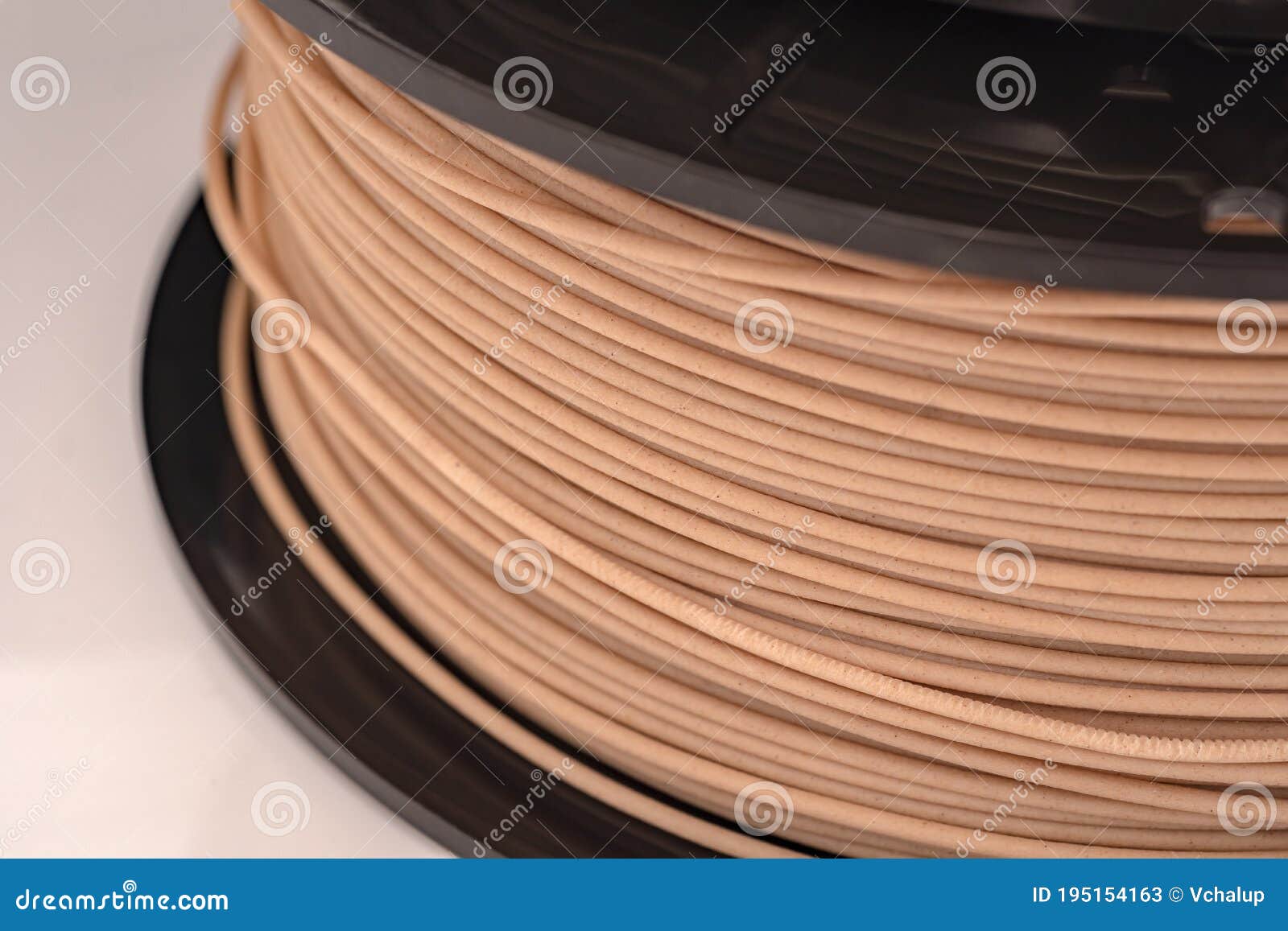 Spool of PLA Filament for 3D Printer - Wooden Color. Stock Image ...