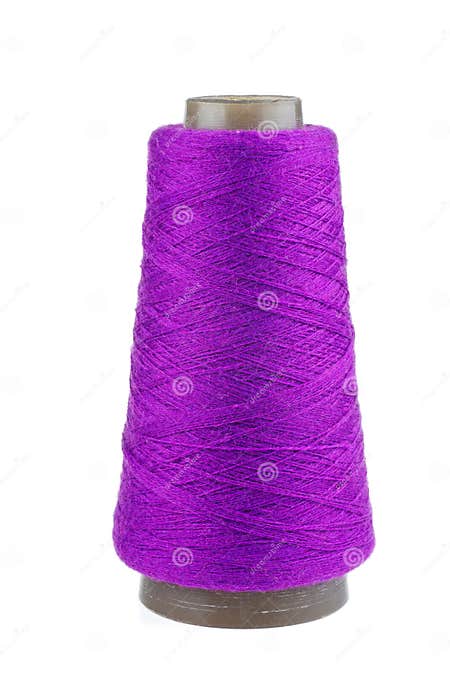 Spool of Purple Wool Thread Isolated Stock Image - Image of white ...