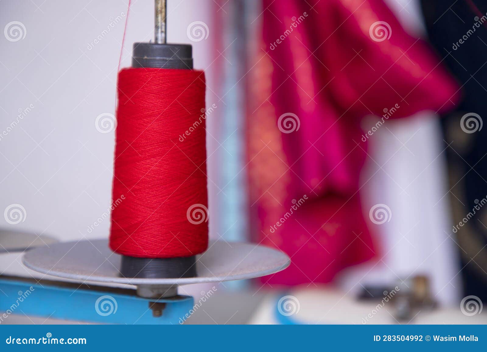 Red Color Swing Thread with a Shallow Depth of Field Stock Photo ...