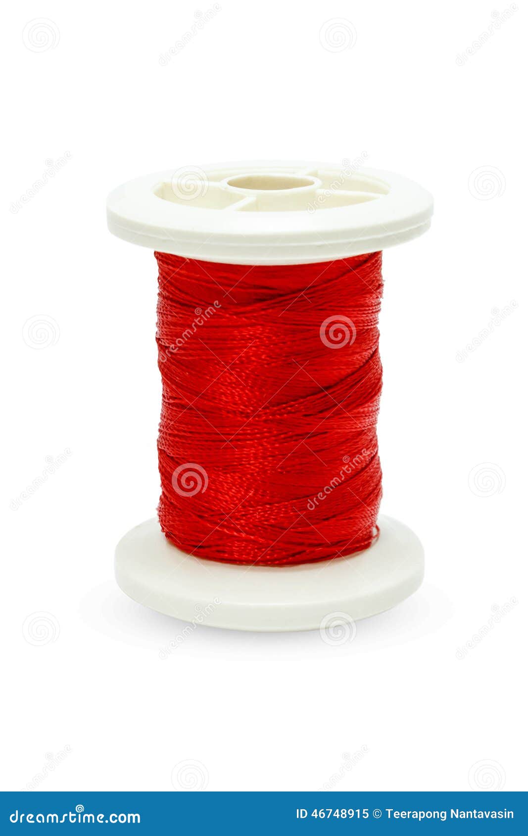Spool of red thread. stock image. Image of isolated, cotton - 46748915