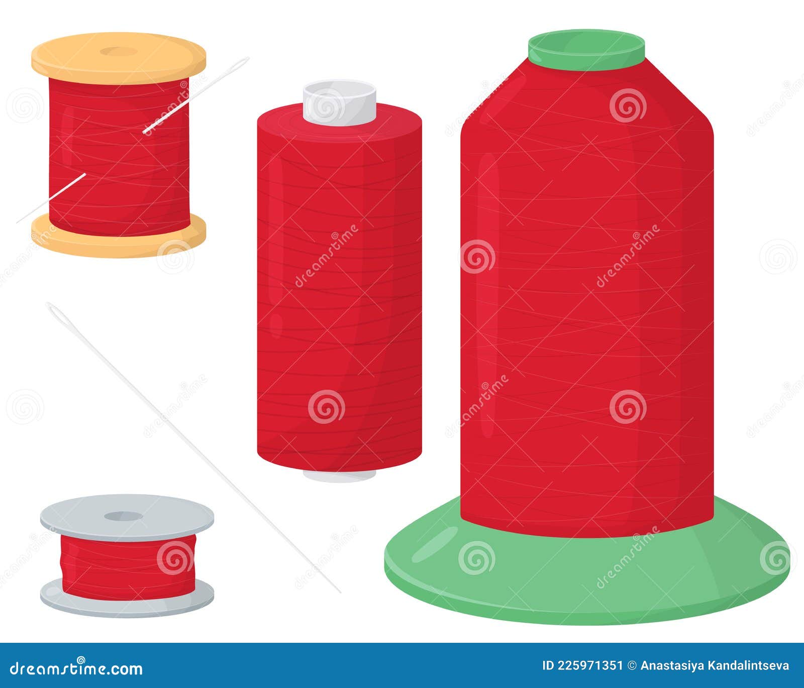 Spool of Red Thread Isolated on White. Vector Illustration Stock Vector ...