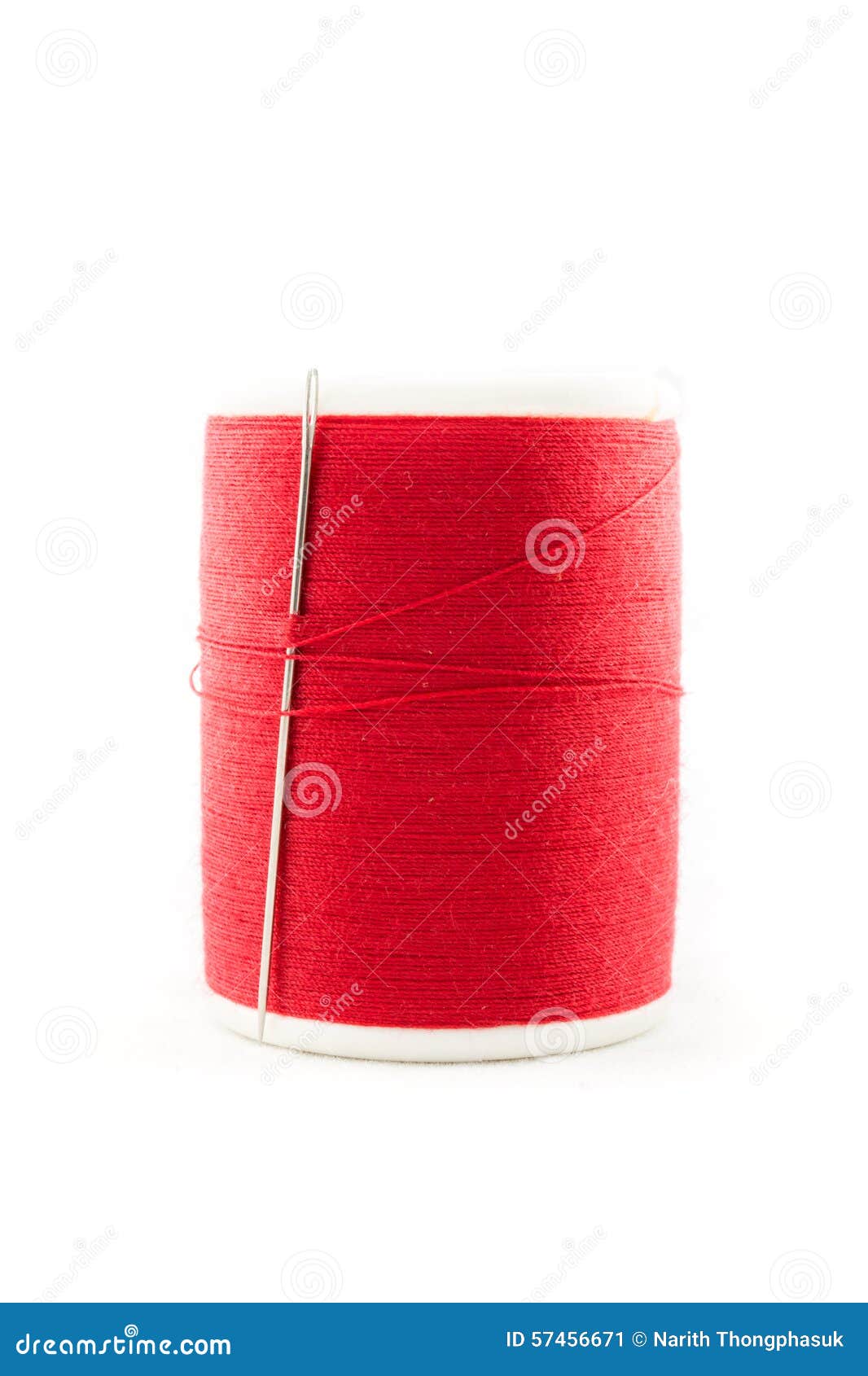 Spool of Red Thread and Needle Stock Image - Image of sewing, handmade ...