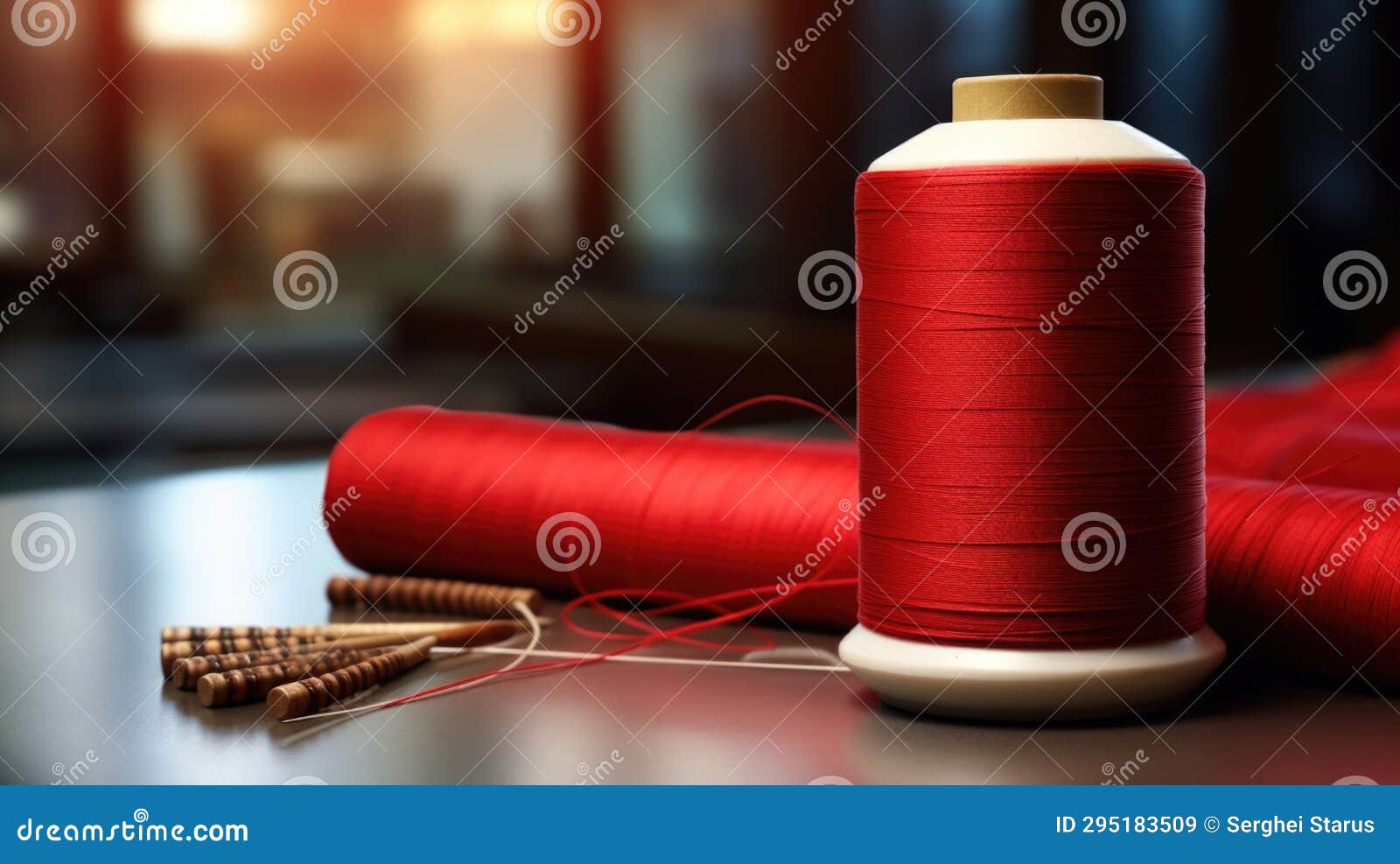 A Spool of Red Thread and a Pair of Scissors, AI Stock Illustration ...