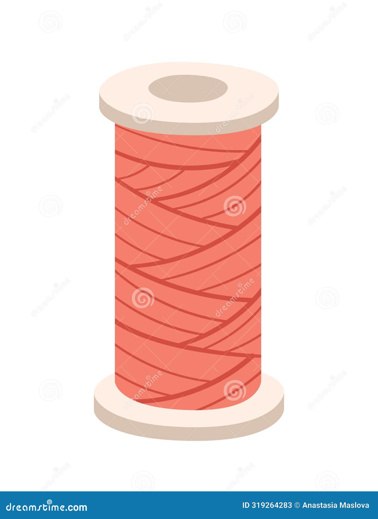 Spool of Red Thread Vector Illustration Isolated on White Background ...