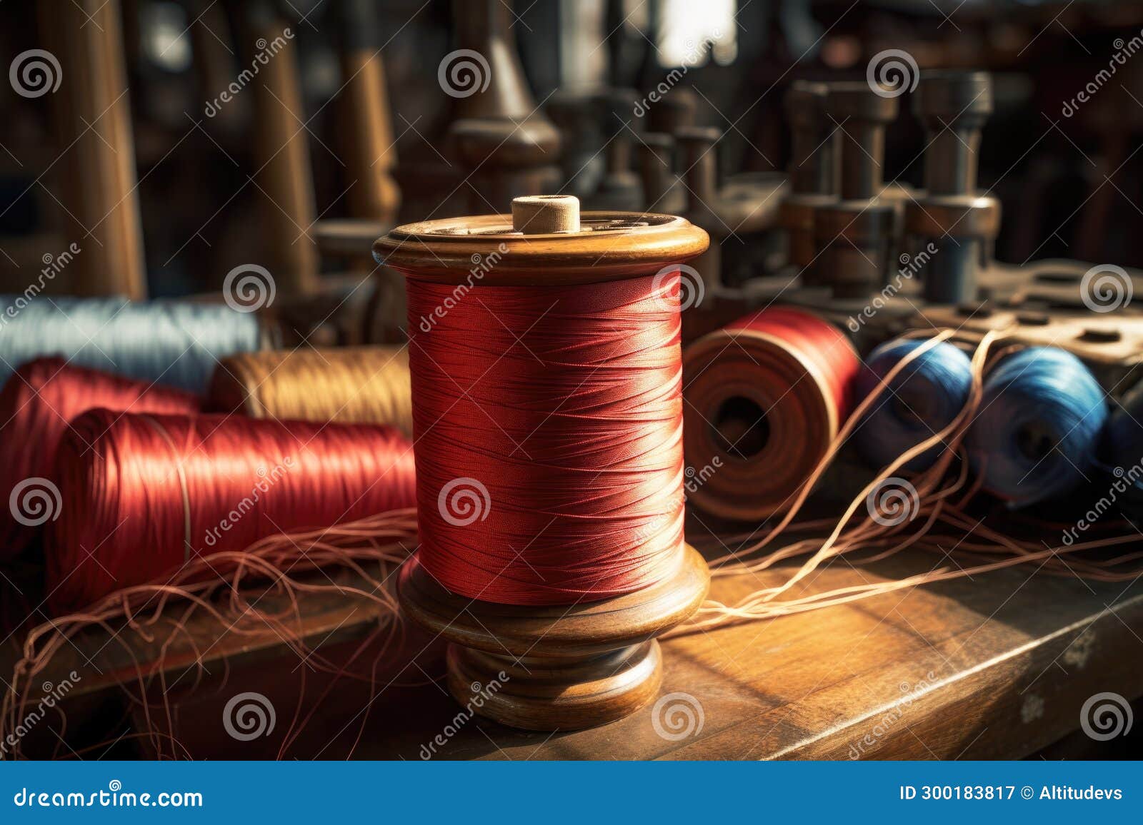 A Spool of Thread Being Unwound in a Textile Mill Stock Image - Image ...