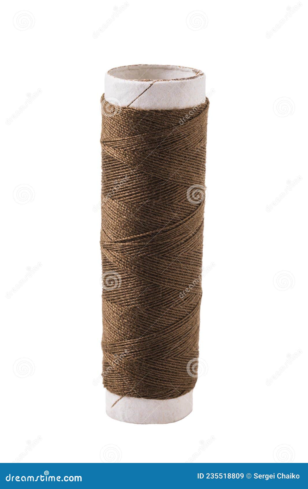 Spool of Thread in Brown Color Isolated on White Background Stock Image ...