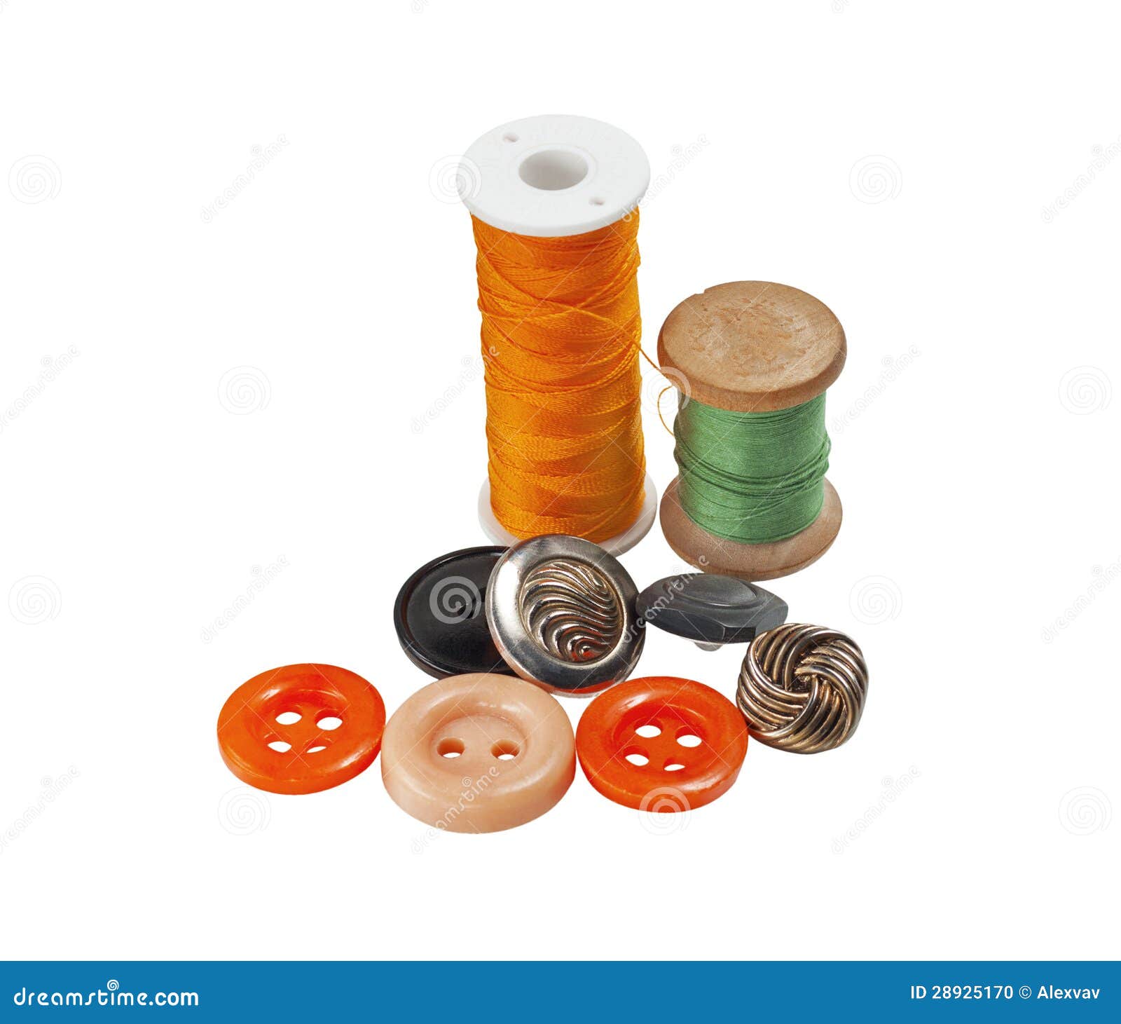 Spool of Thread and Buttons Stock Photo - Image of needlework, craft ...