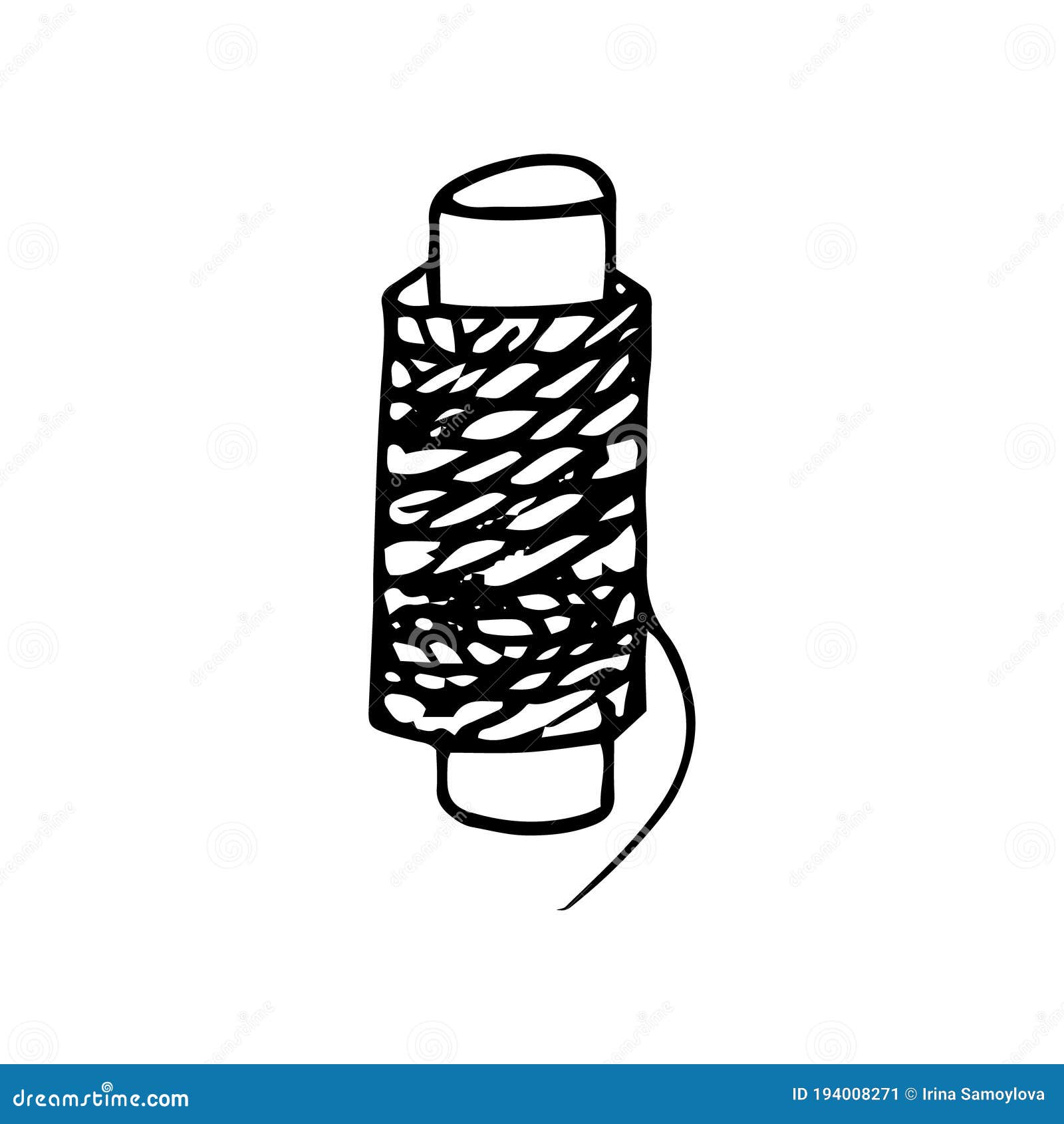 Spool of Thread Hand Drawn in Doodle Style. Single Element for Design ...