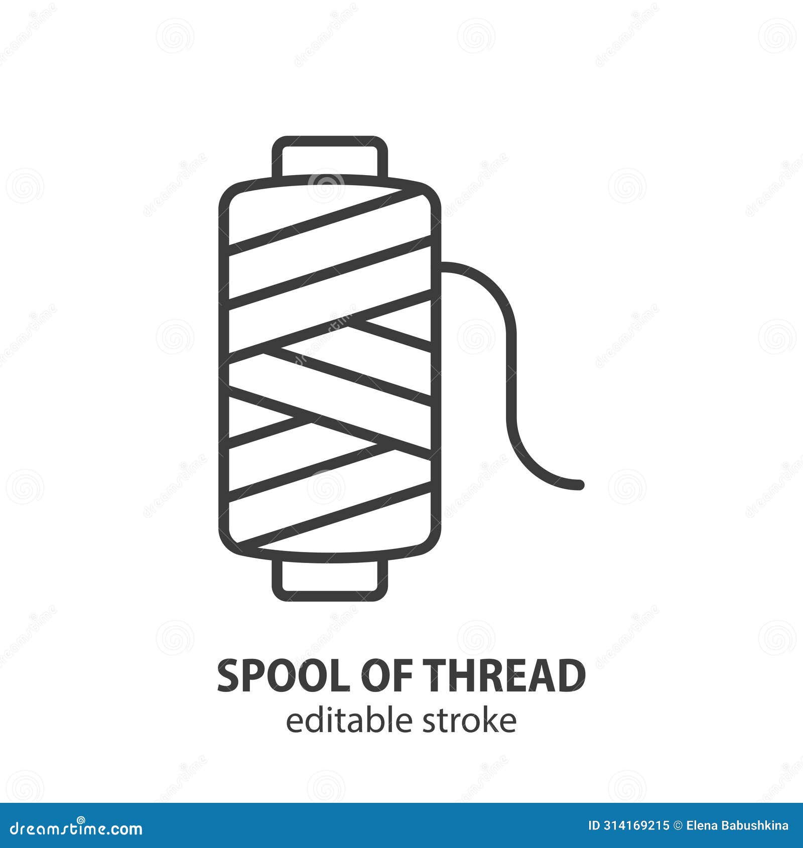 Spool of Thread Line Icon. Tailor Equipment Outline Symbol. Editable ...