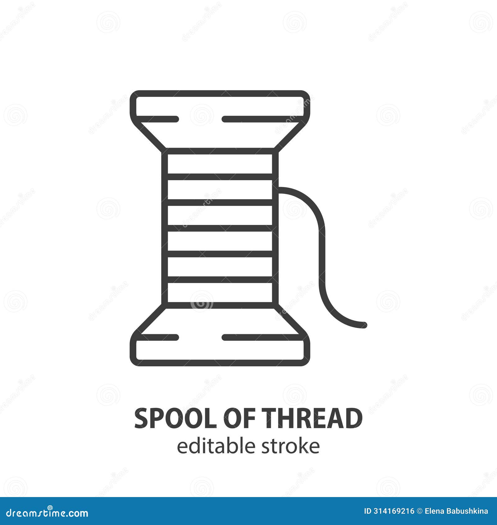 Spool of Thread Line Icon. Tailor Equipment Outline Symbol. Editable ...