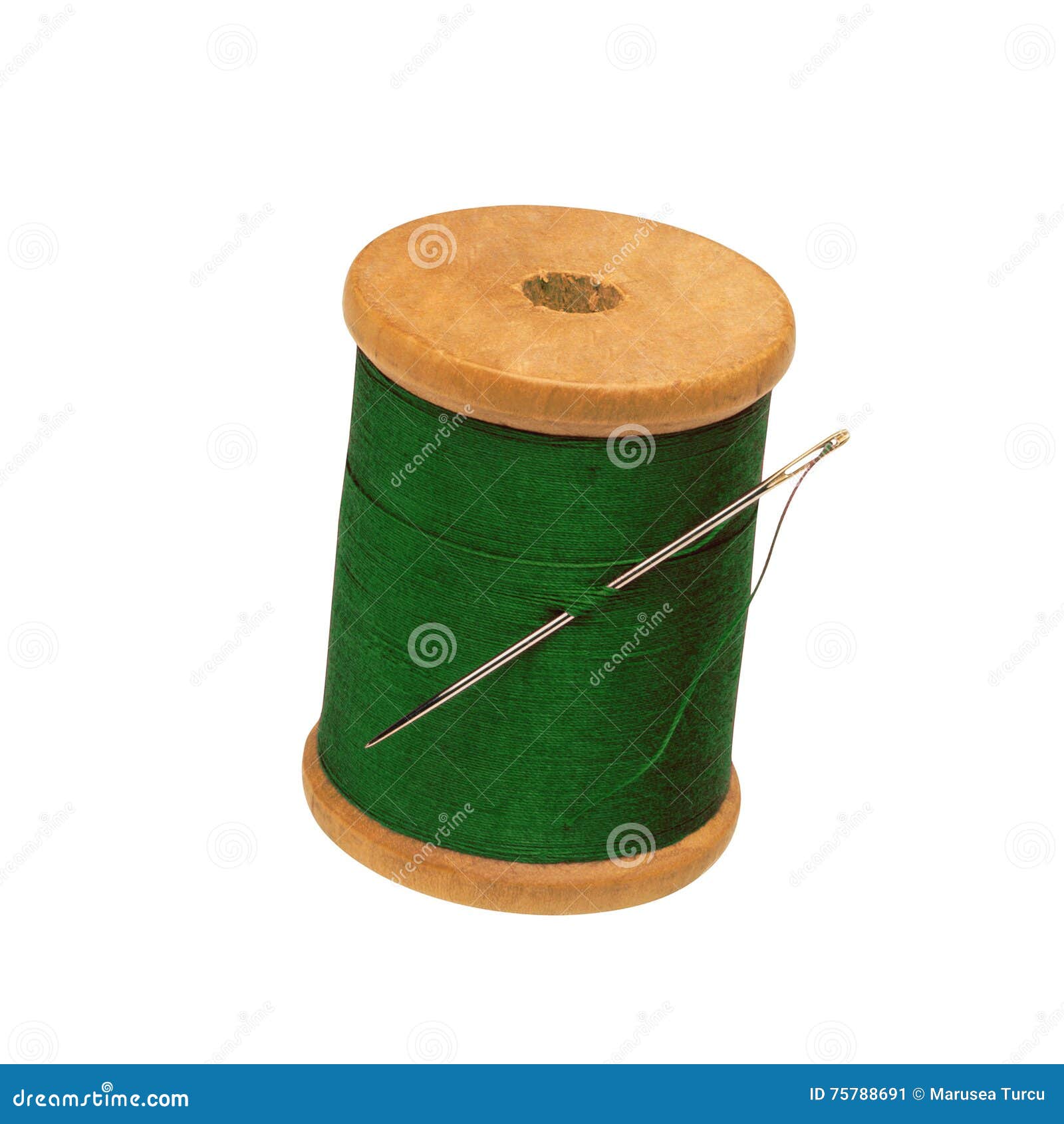 Spool of thread and needle stock image. Image of wood - 75788691