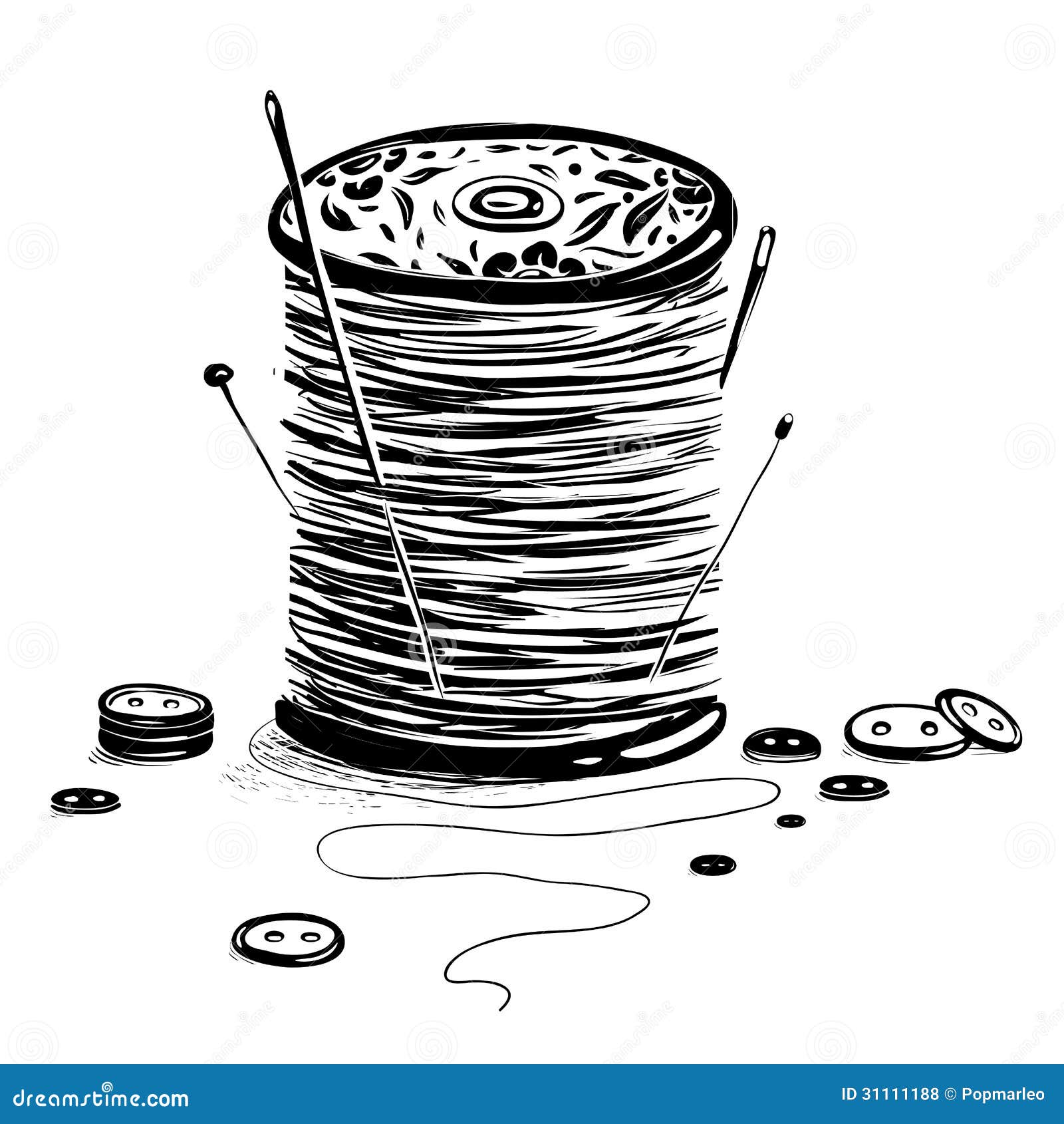 Needle And Thread Spool Drawing