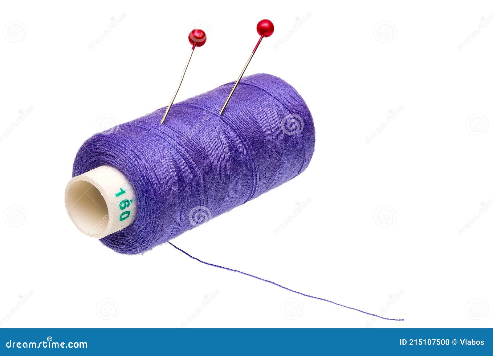 Spool of Thread with Stuck Pins Isolated on White Background Stock ...