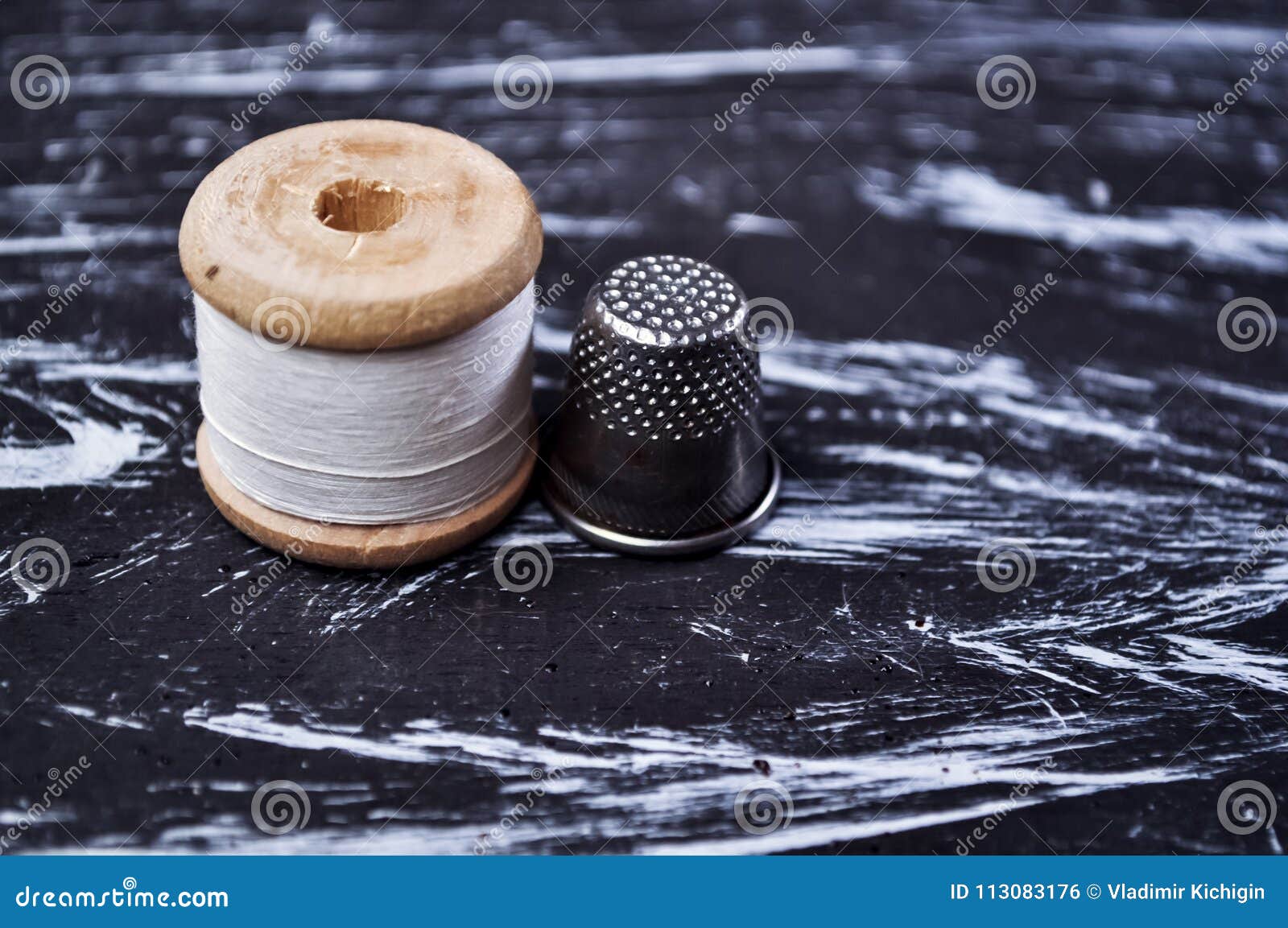 The Spool of Thread on the Table. Thread on a Reel for Craft. Ma Stock ...