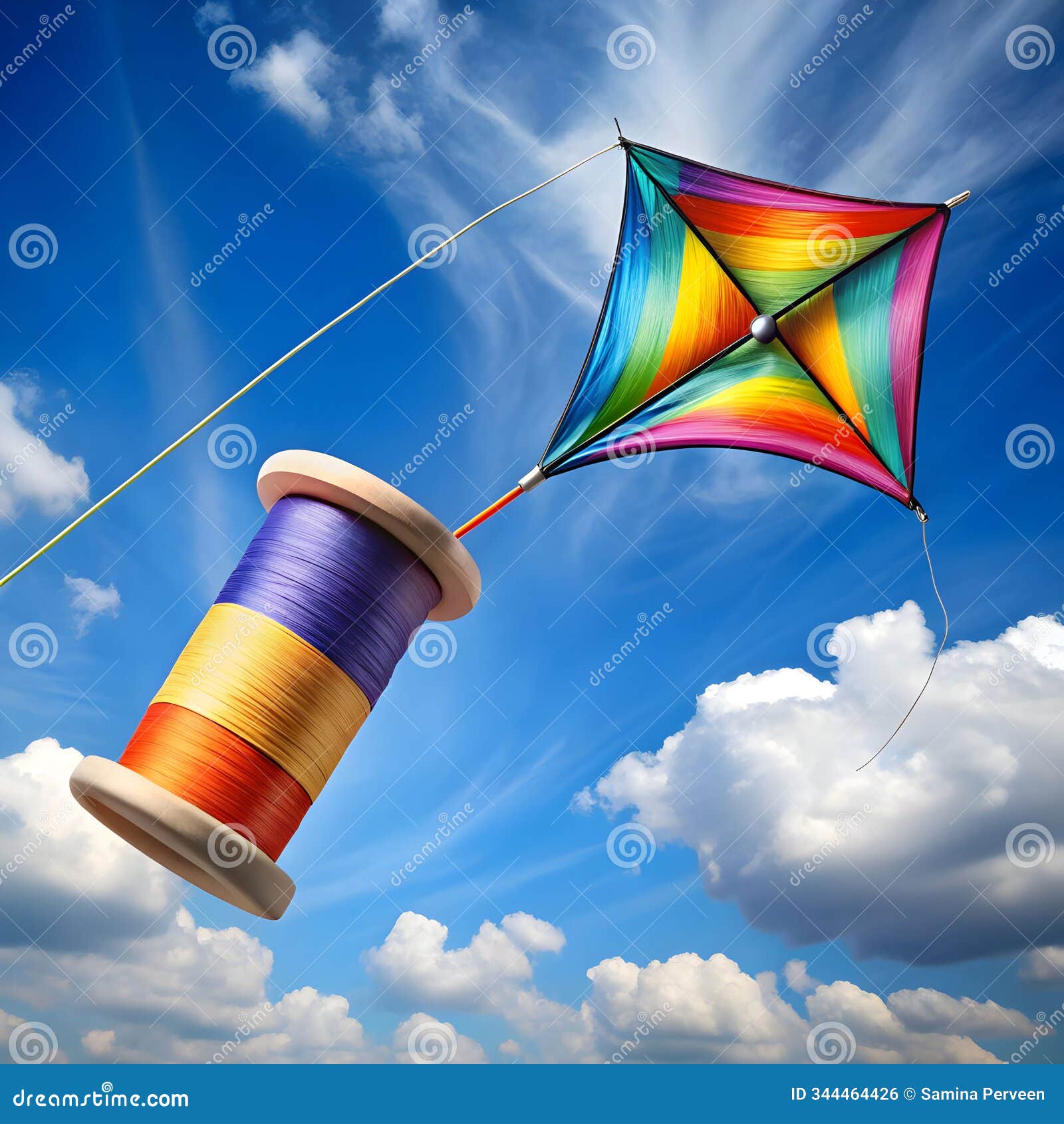 A Spool of Thread Used for Kite Flying, with Vibrant String Stock ...