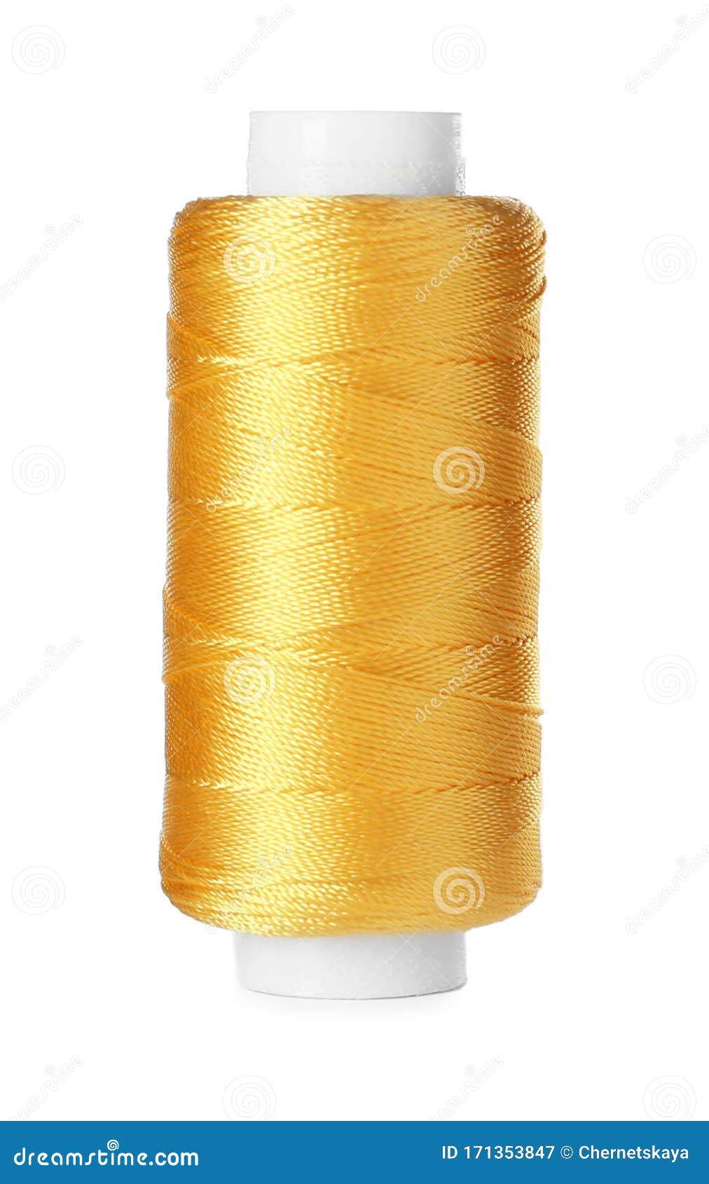 Spool of Yellow Sewing Thread Isolated Stock Image - Image of fashion ...