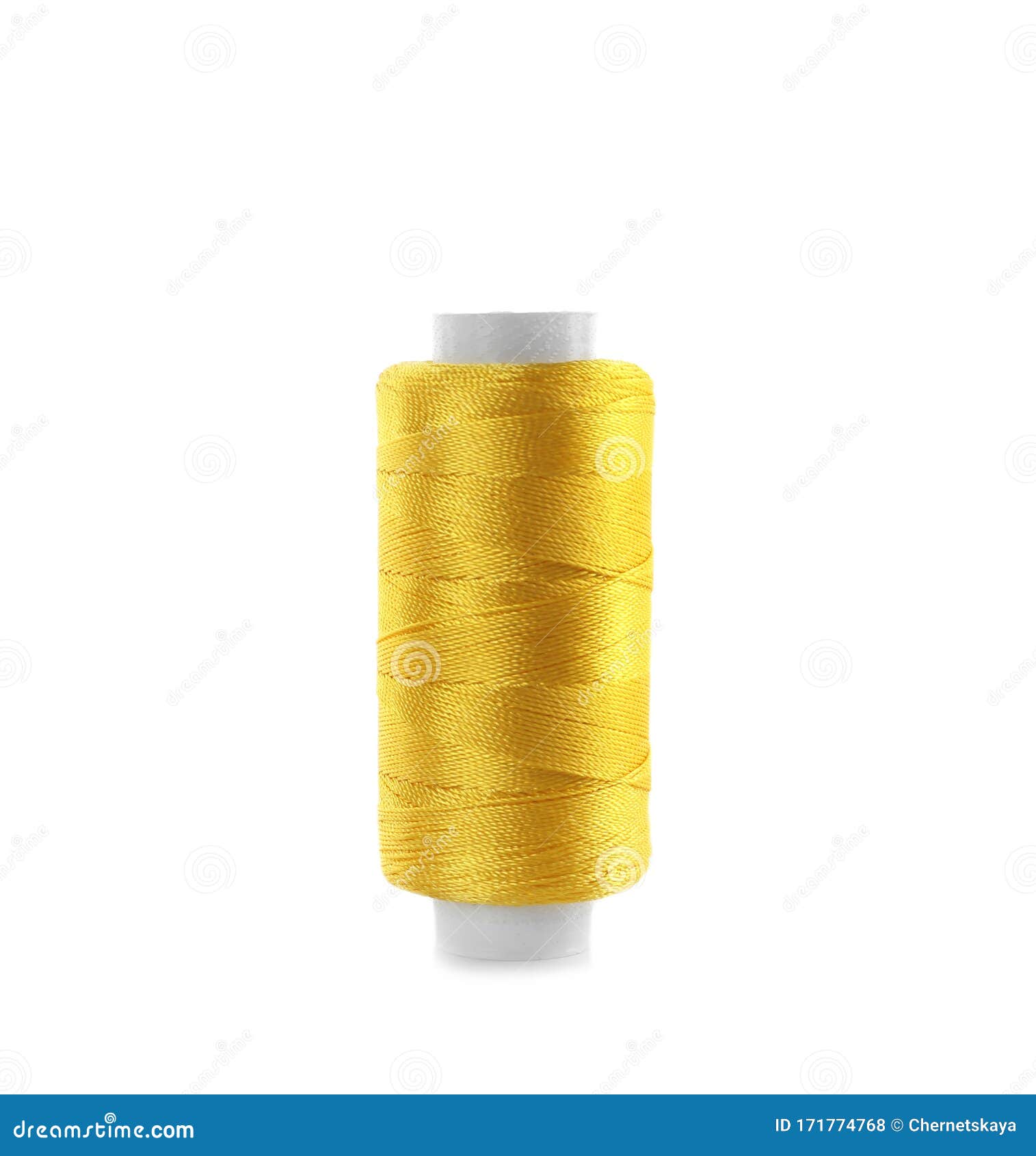 Spool of Yellow Sewing Thread Isolated on White Stock Photo - Image of ...