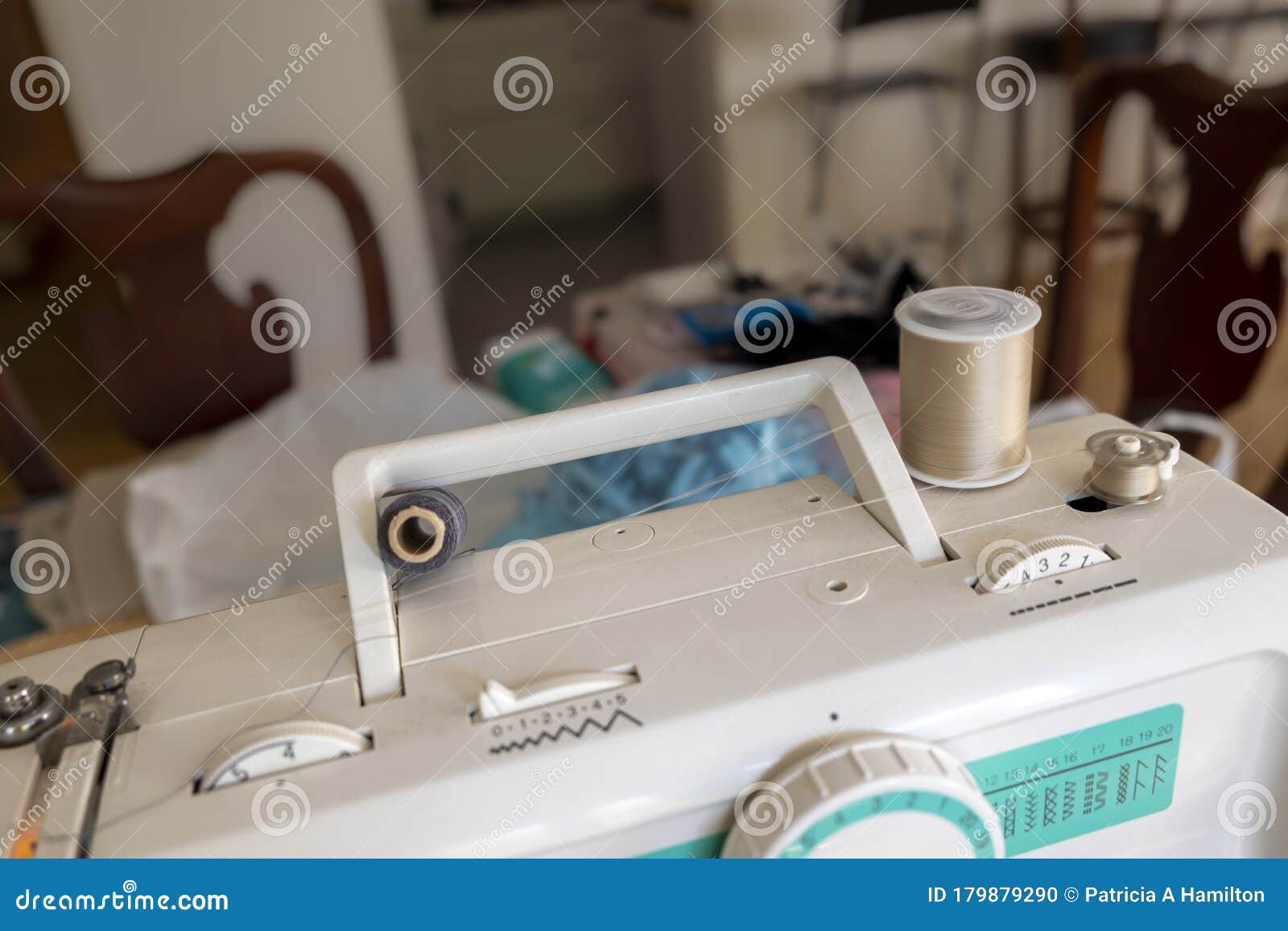 Spooling the Thread on a Sewing Machine Stock Photo - Image of care ...
