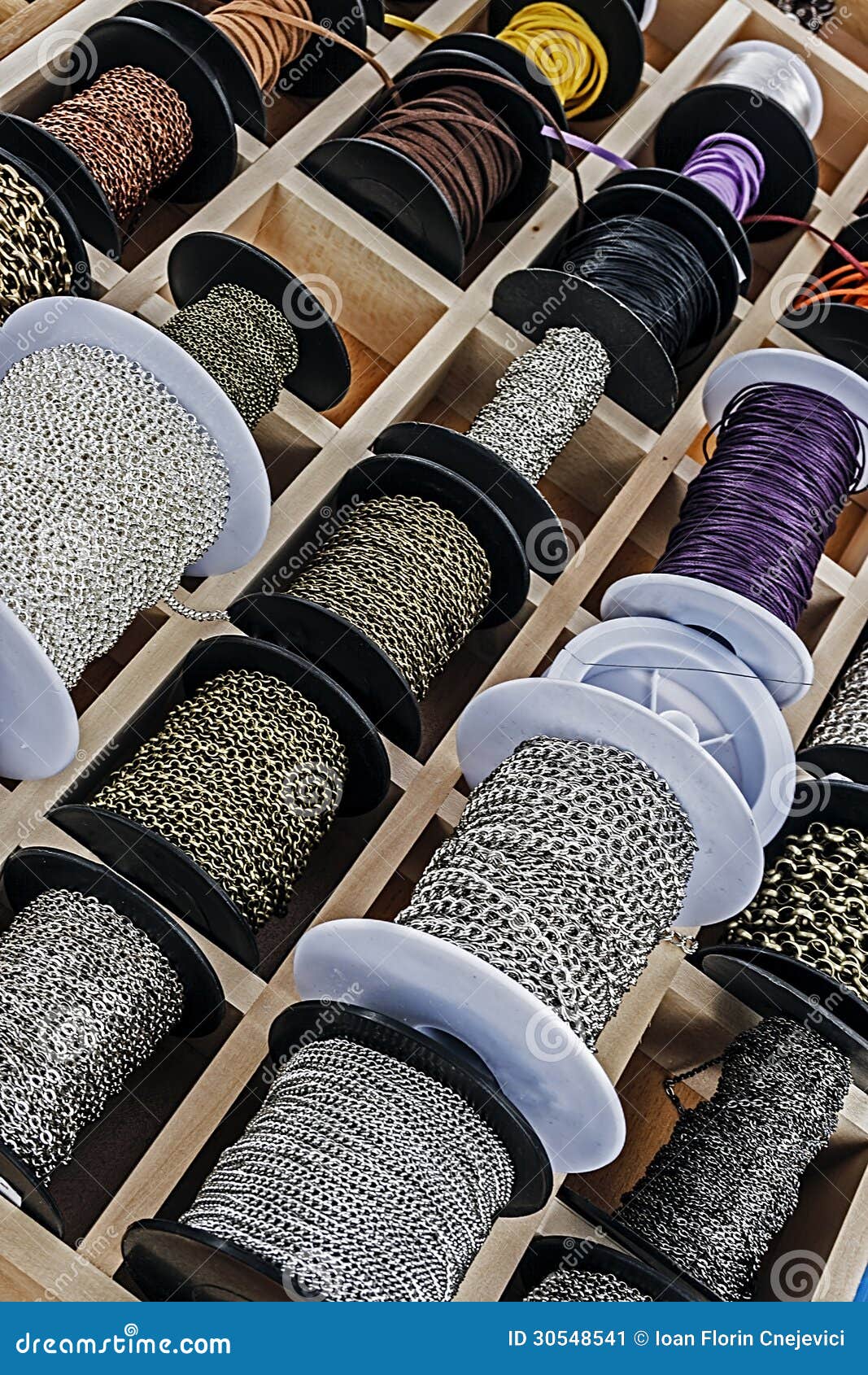 Spools with Chains and Colored Ribbons 2 Stock Image - Image of ...