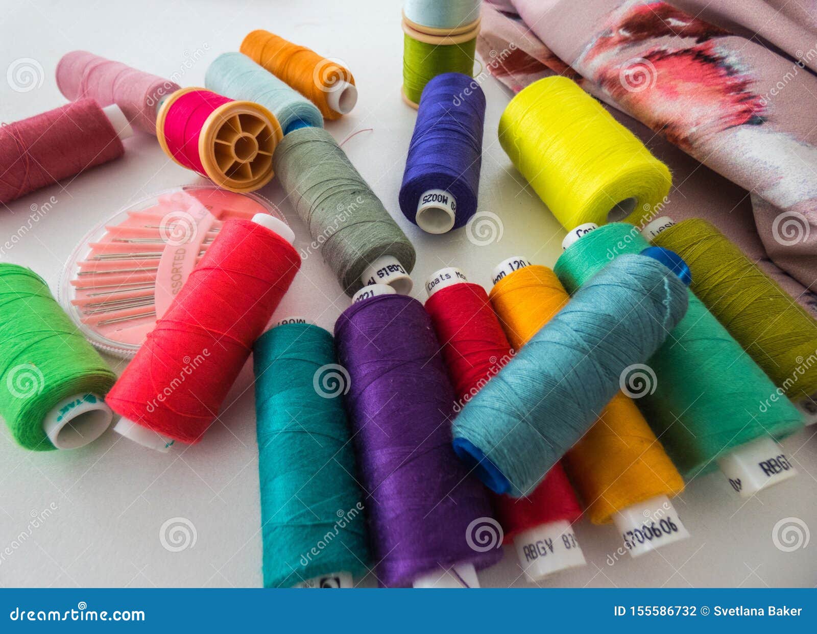 Spools with Colored Cotton Threads for Sewing, Sewing Accessories ...