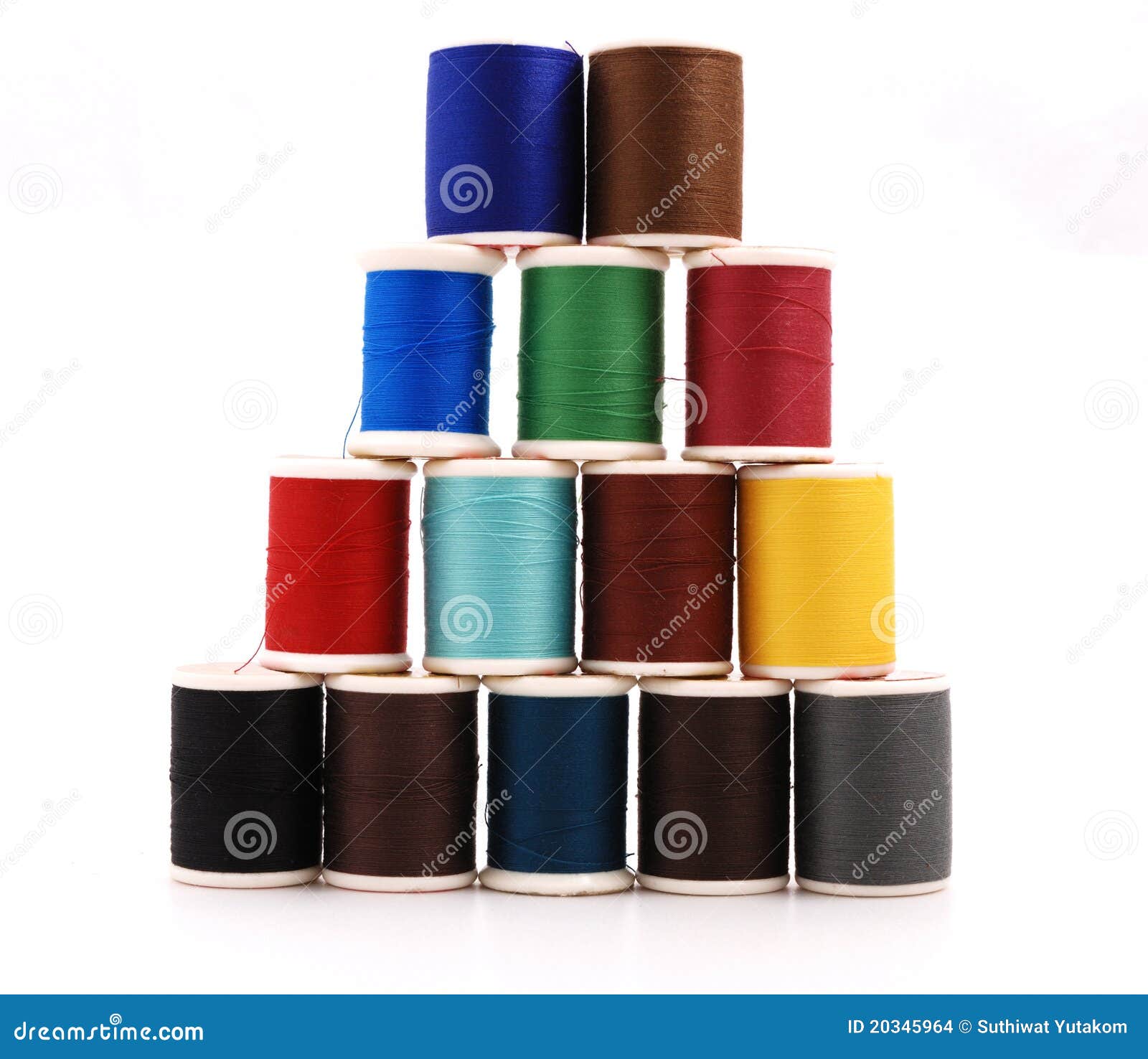 Spools of Colour Threads Isolated on White Stock Photo - Image of group ...