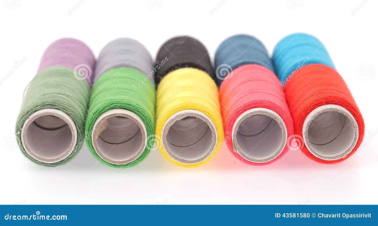 Spools of colours threads stock photo. Image of detail - 43581580
