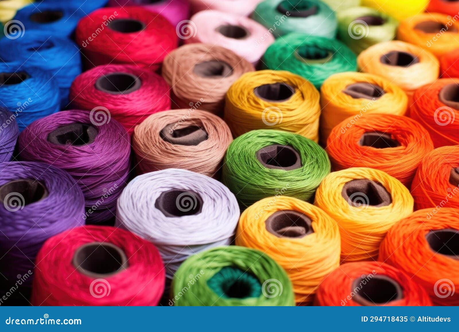 Spools of Dyed Cotton Thread in a Multitude of Colors Stock Image ...