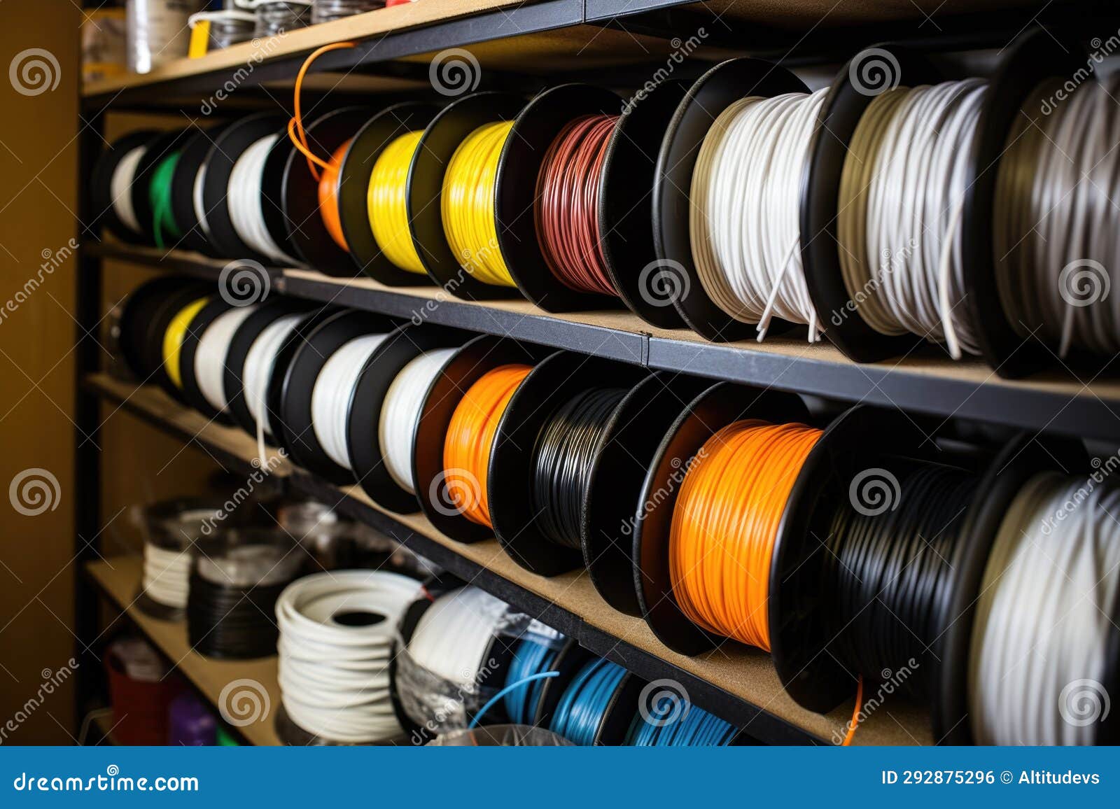 Spools of Electrical Wire on Organized Shelf Stock Photo - Image of ...