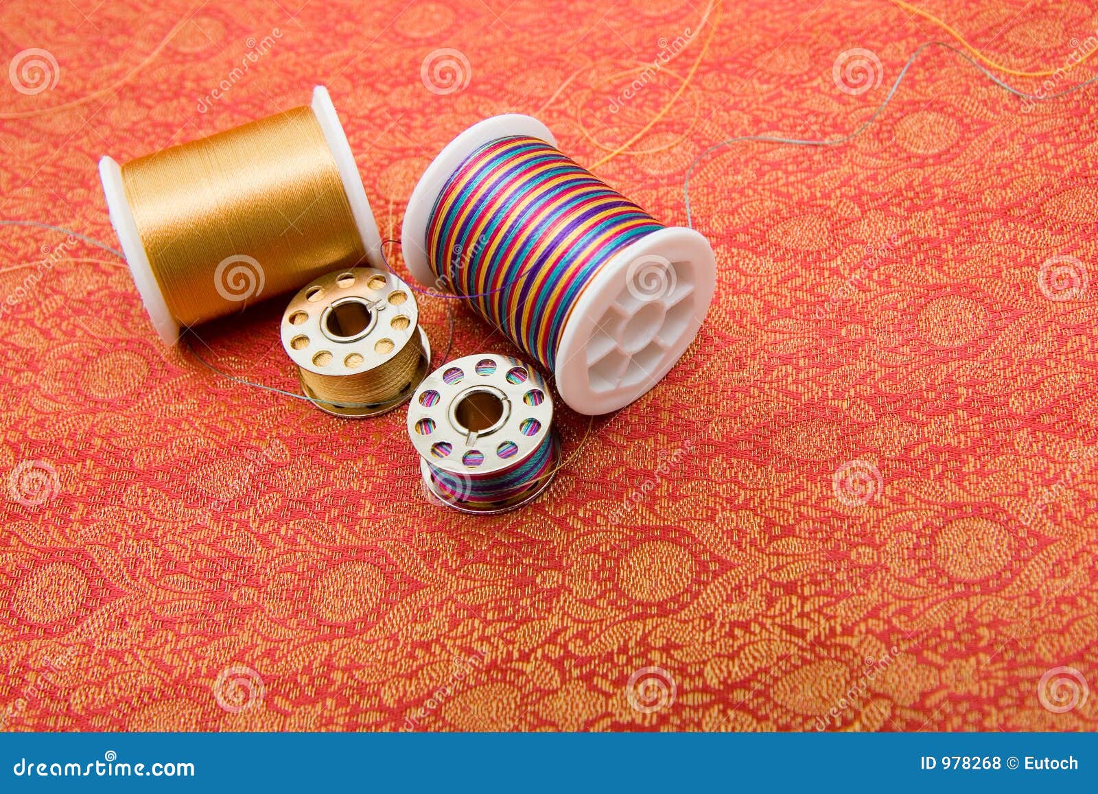 Spools on fabric stock photo. Image of backround, close - 978268