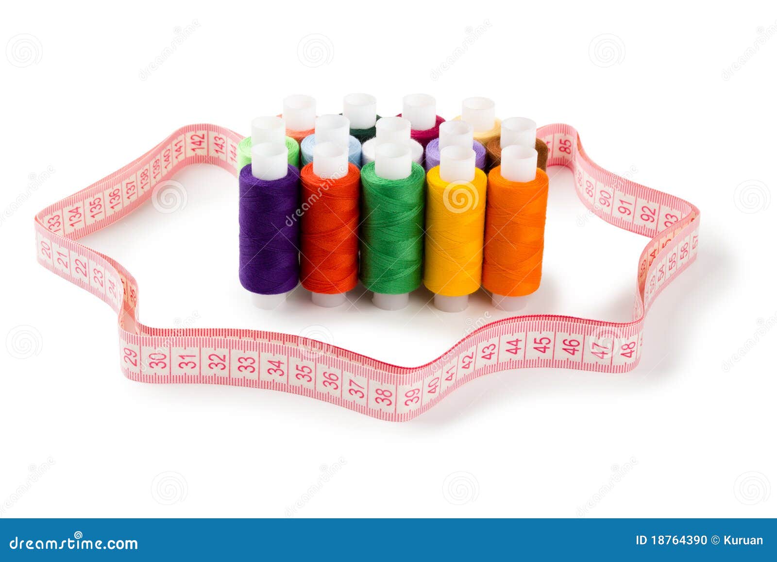 Spools Multi-colored Threads with a Measuring Tape Stock Photo - Image ...