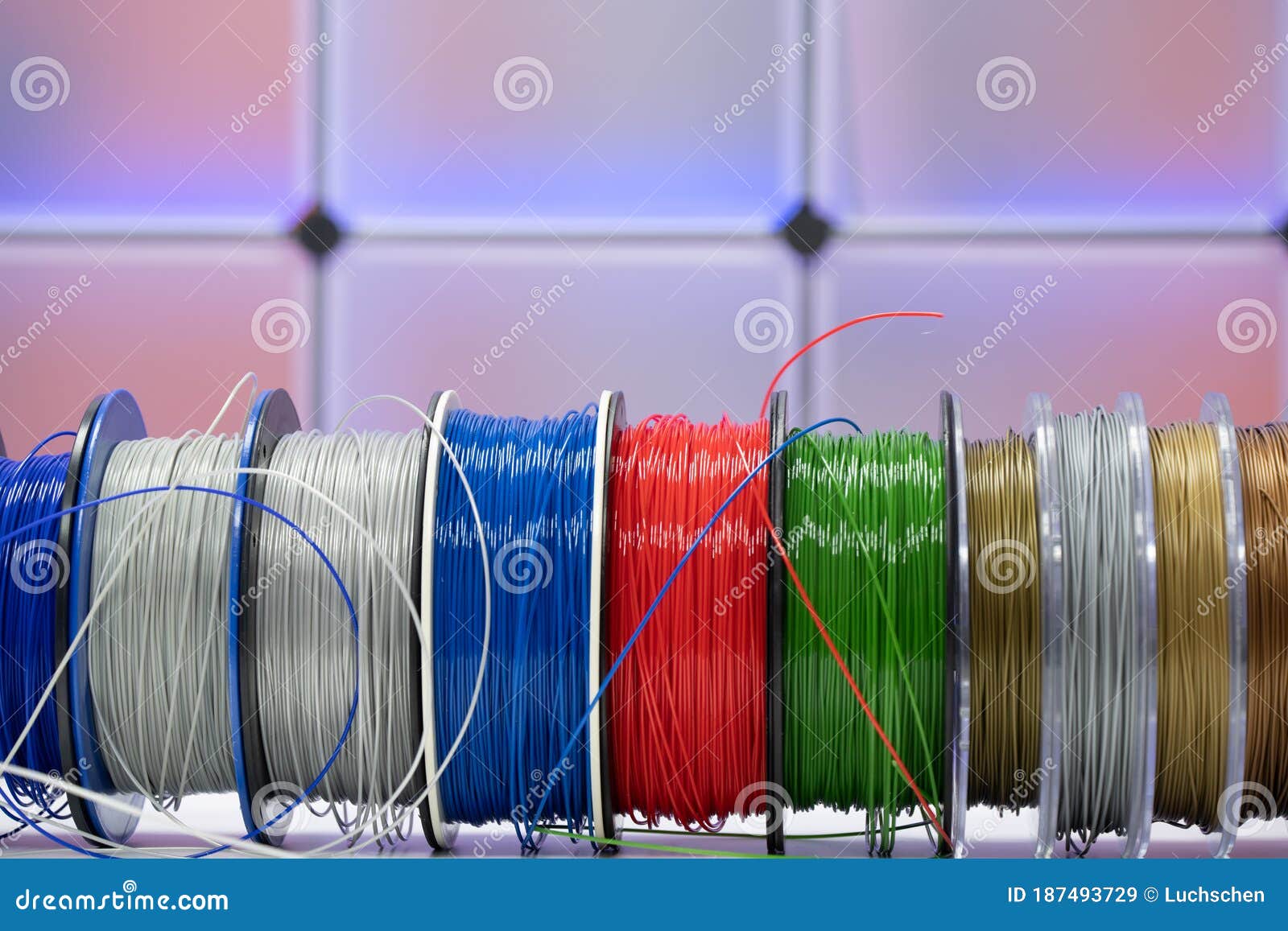 Spools of Plastic Filaments for 3D Printer Stock Image - Image of ...