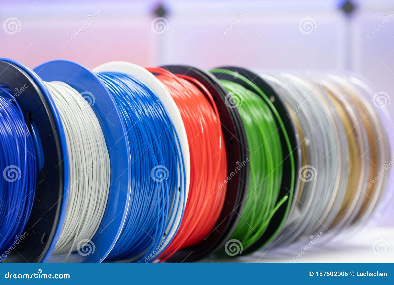Spools of Plastic Filaments for 3D Printer Stock Photo - Image of ...
