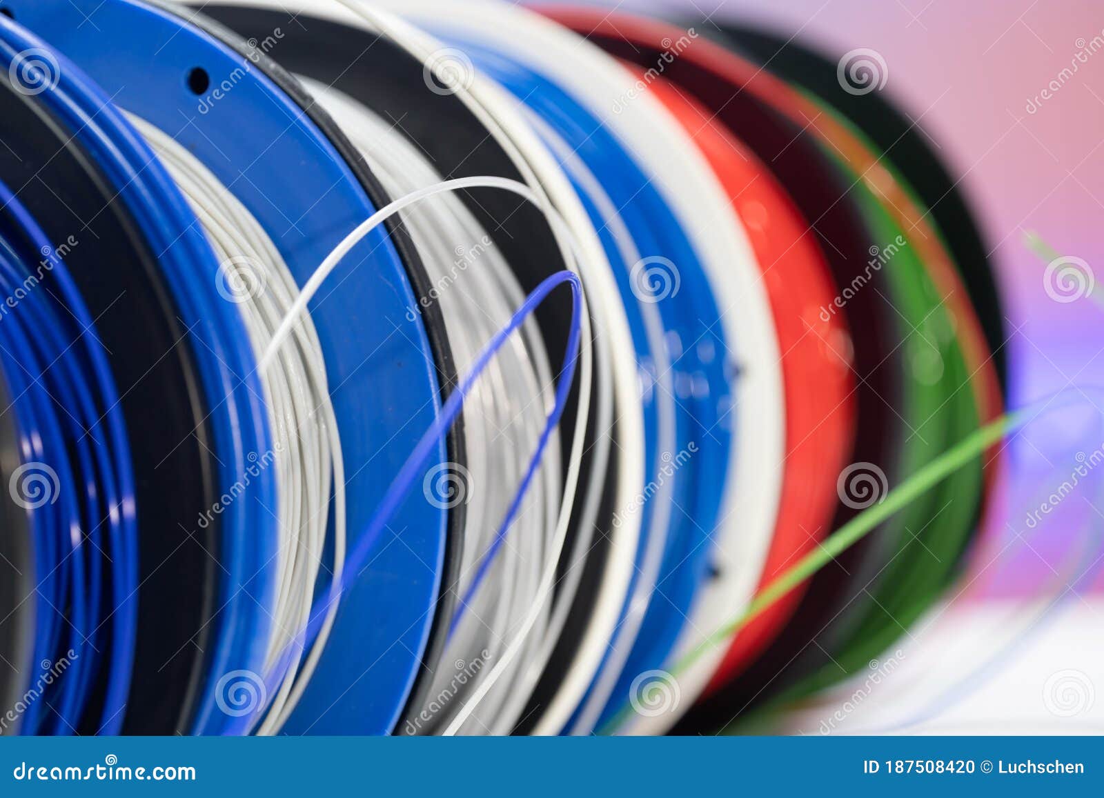 Spools of Plastic Filaments for 3D Printer Stock Photo - Image of ...