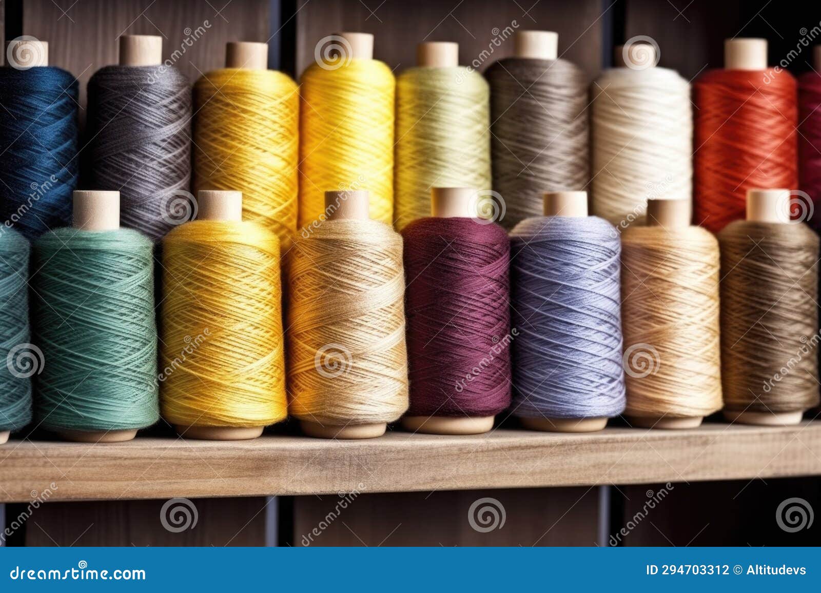 Spools of Raw Linen Thread Arranged on a Shelf Stock Photo - Image of ...