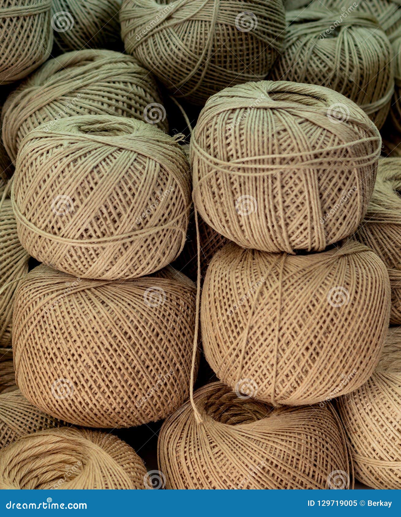 Spools or Rolls of Brown Color Linen String Stock Image - Image of ...