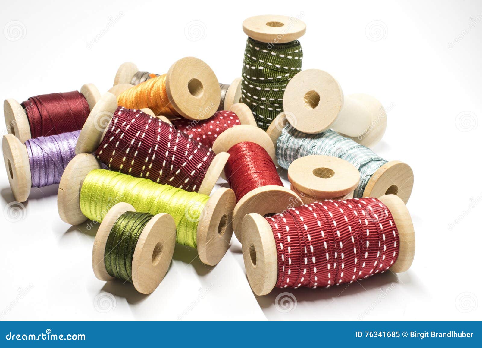 Spools with Several Sorts of Ribbons Stock Image - Image of decorative ...