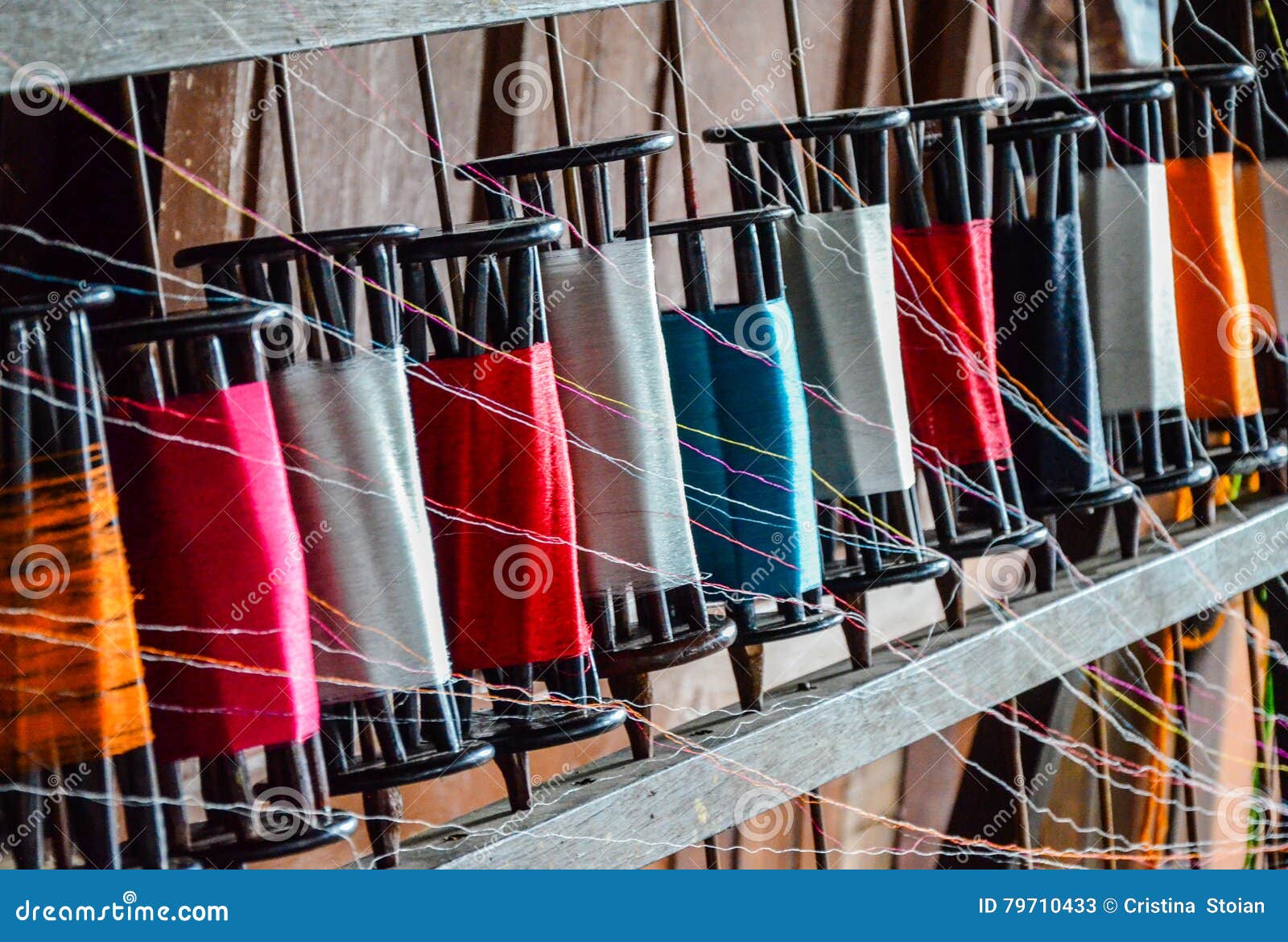 Spools of silk threads stock image. Image of industrial - 79710433