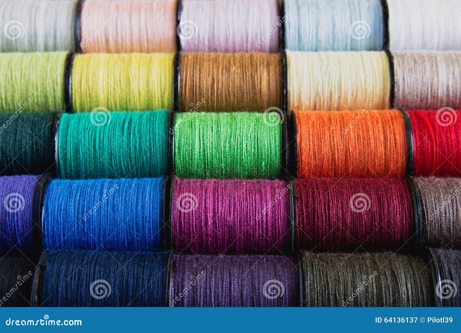 Spools of thread stock image. Image of green, horizontal - 64136137