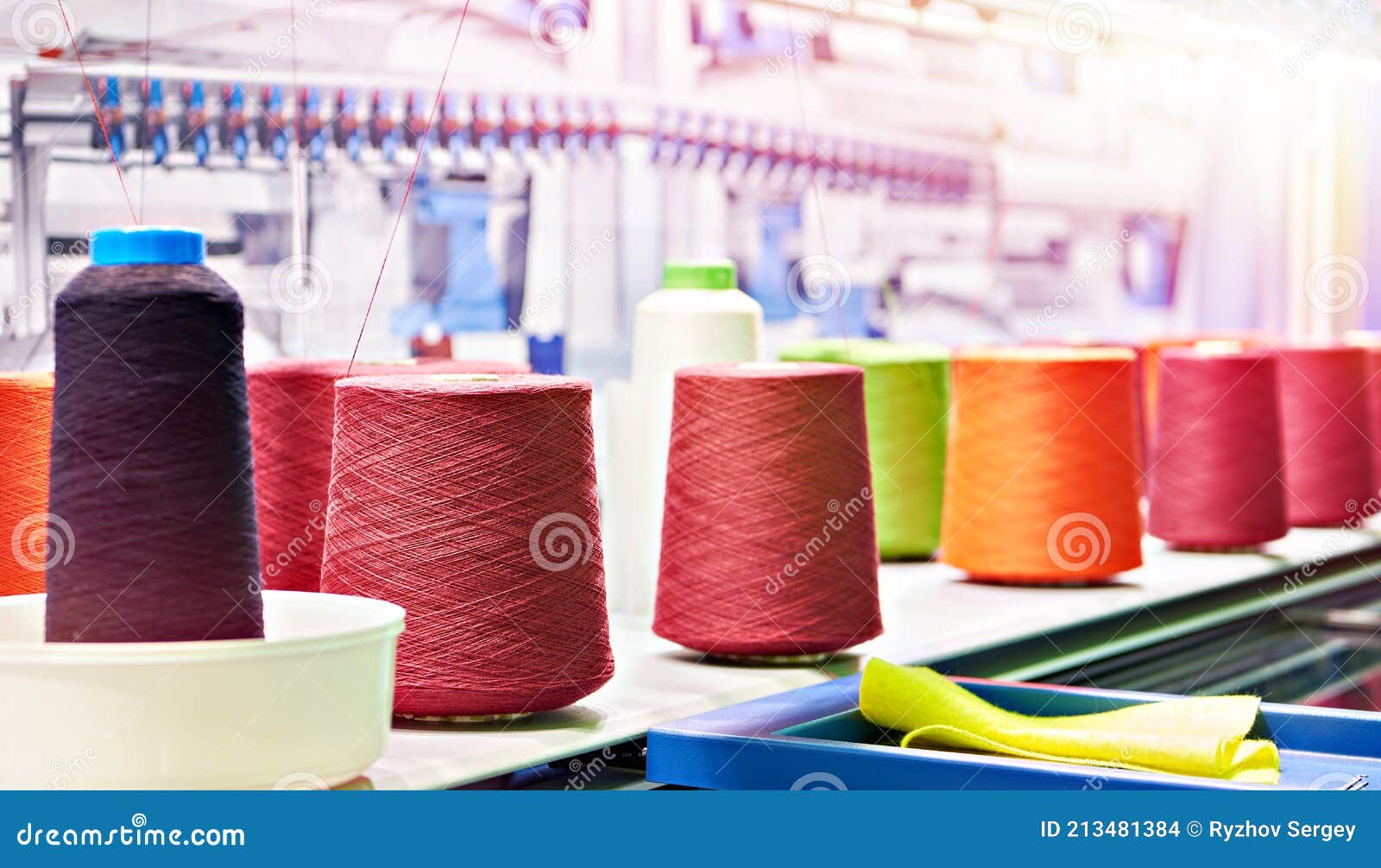 Spools of Thread and Knitting Machines Stock Photo - Image of spool ...