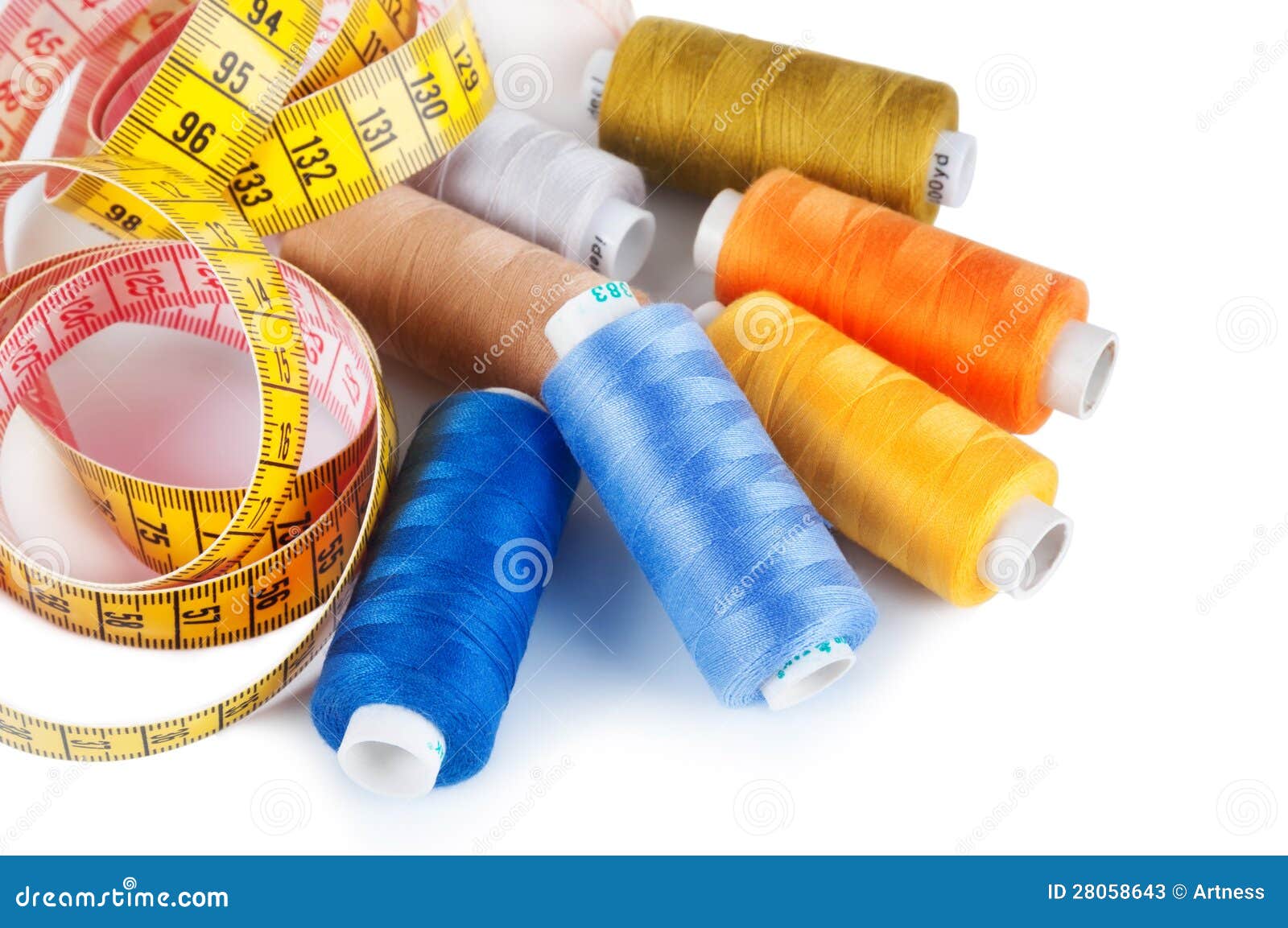 Spools of Thread and Measuring Tape Stock Image - Image of craft ...