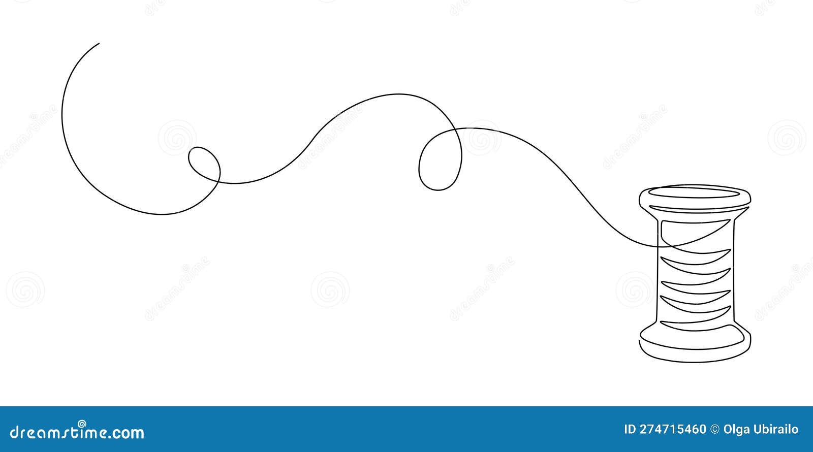 Spools of Thread in One Continuous Line Drawing. Spool Symbol for ...